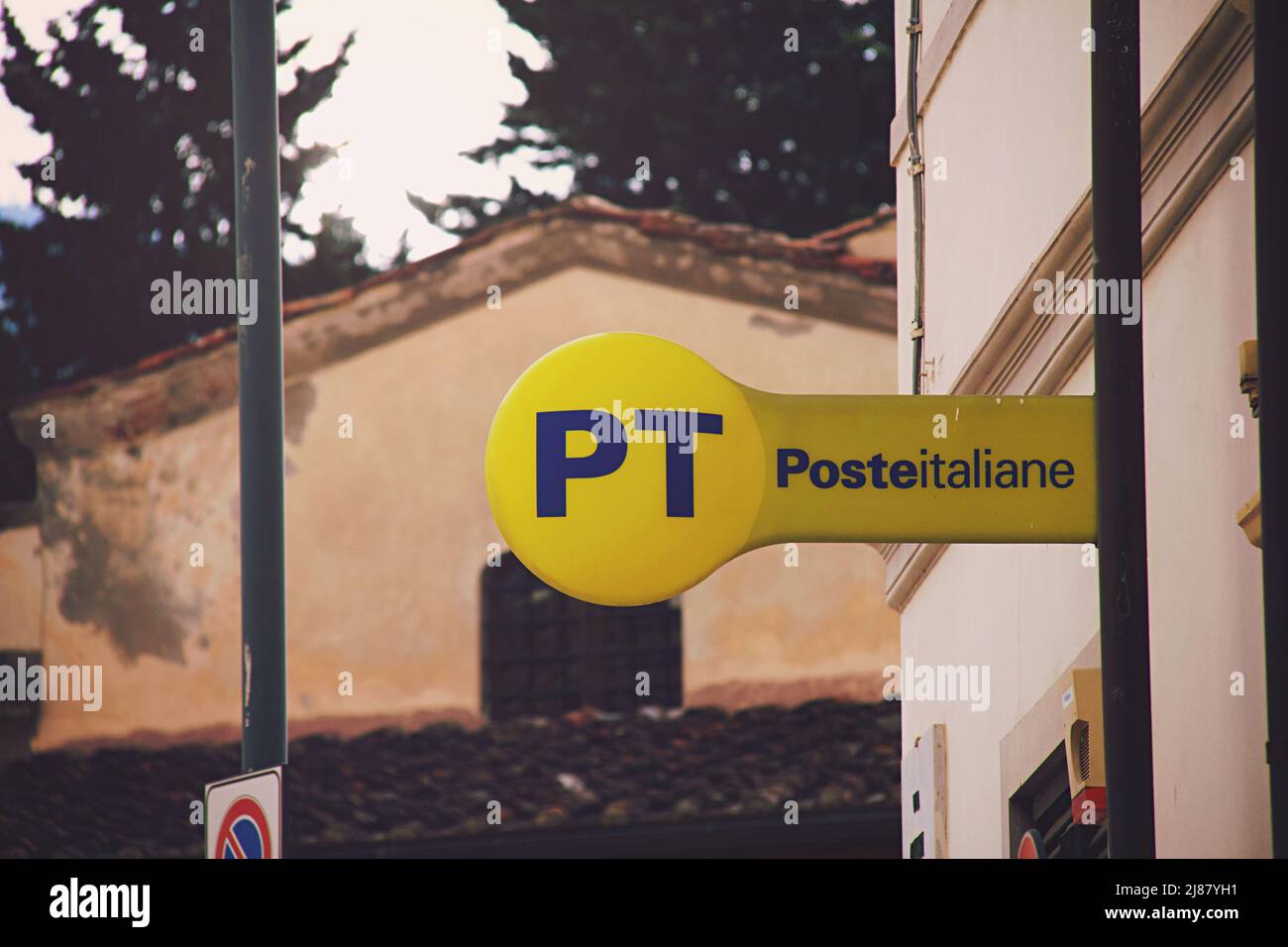 Province of Florence, Italy, May 9th 2022, Street sign of "Poste ...