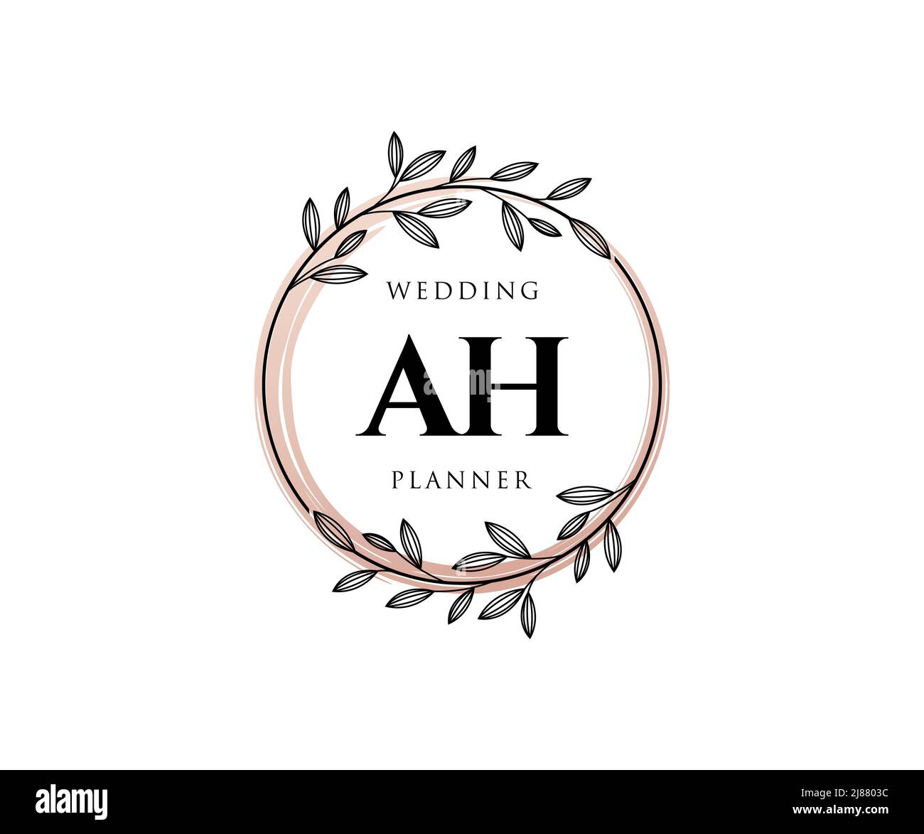 AH Initials letter Wedding monogram logos collection, hand drawn modern minimalistic and floral ...
