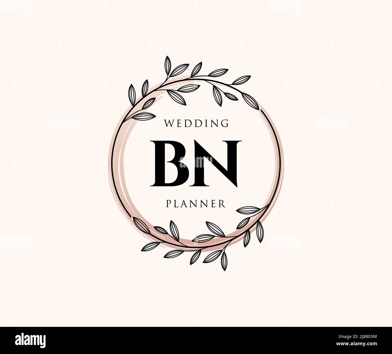 BN Initials letter Wedding monogram logos collection, hand drawn modern ...