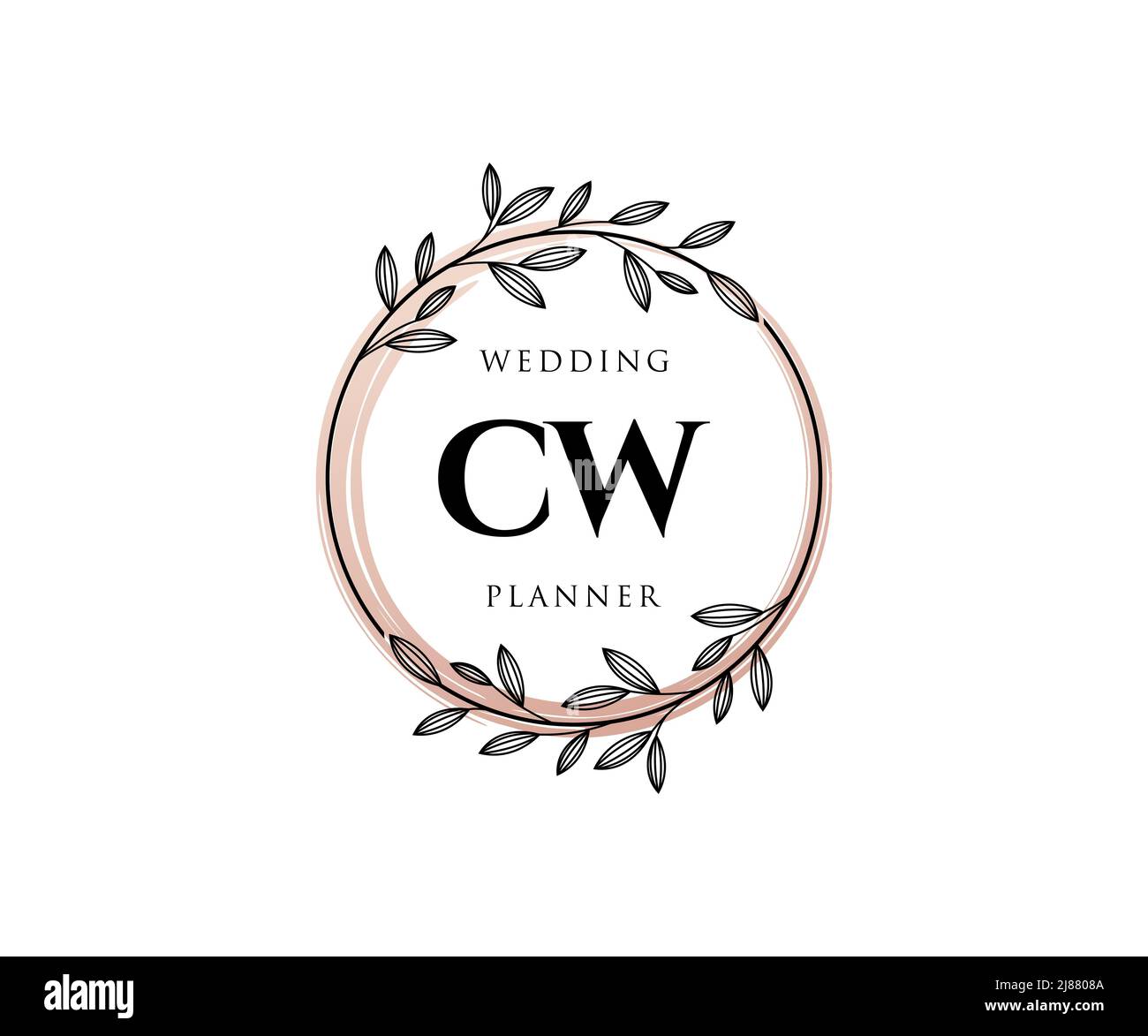 CW Initials letter Wedding monogram logos collection, hand drawn modern ...