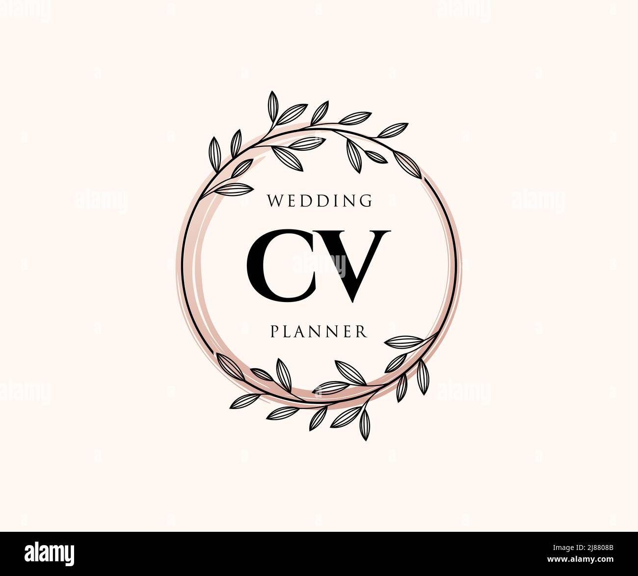 CV Initials letter Wedding monogram logos collection, hand drawn modern minimalistic and floral ...