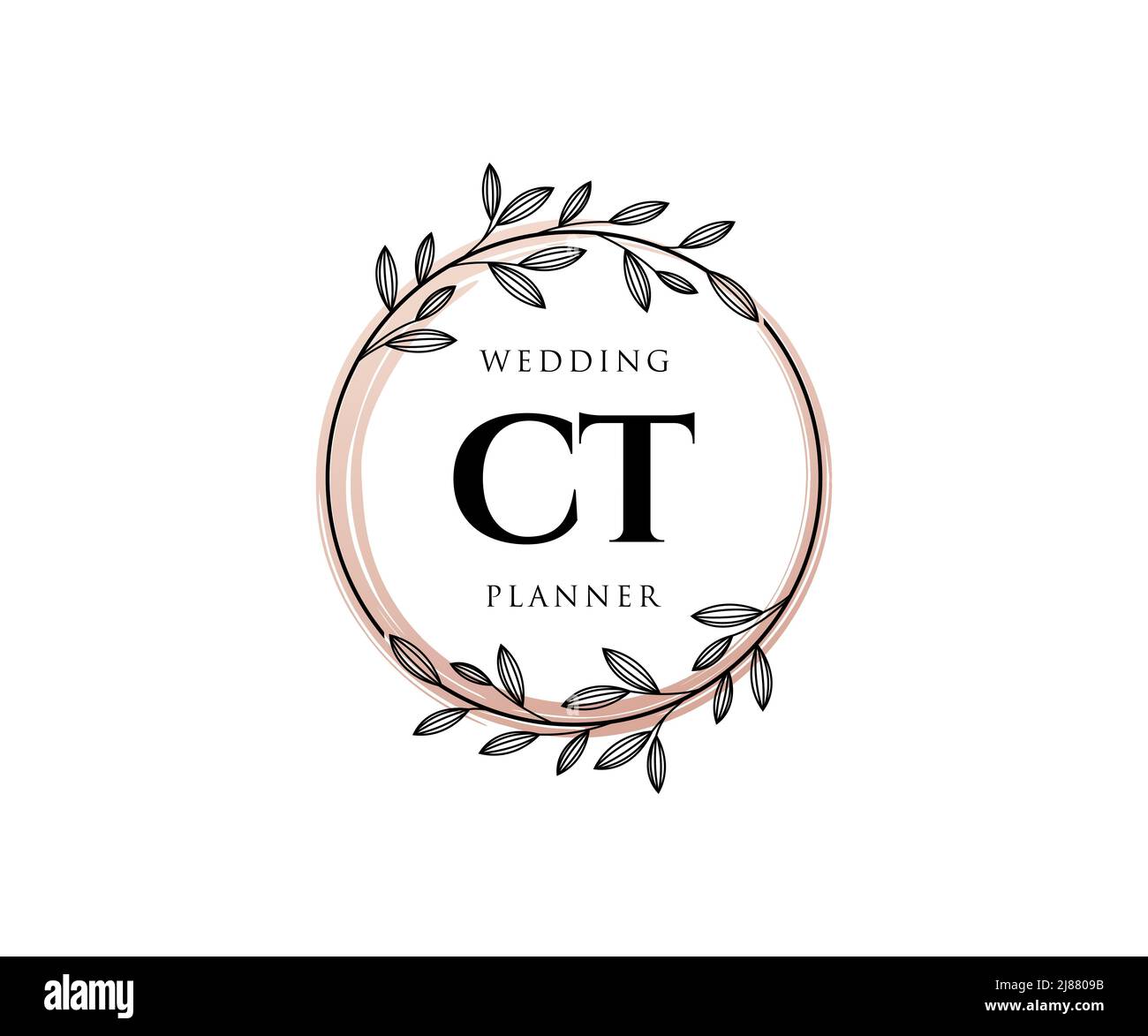 CT Initials letter Wedding monogram logos collection, hand drawn modern ...