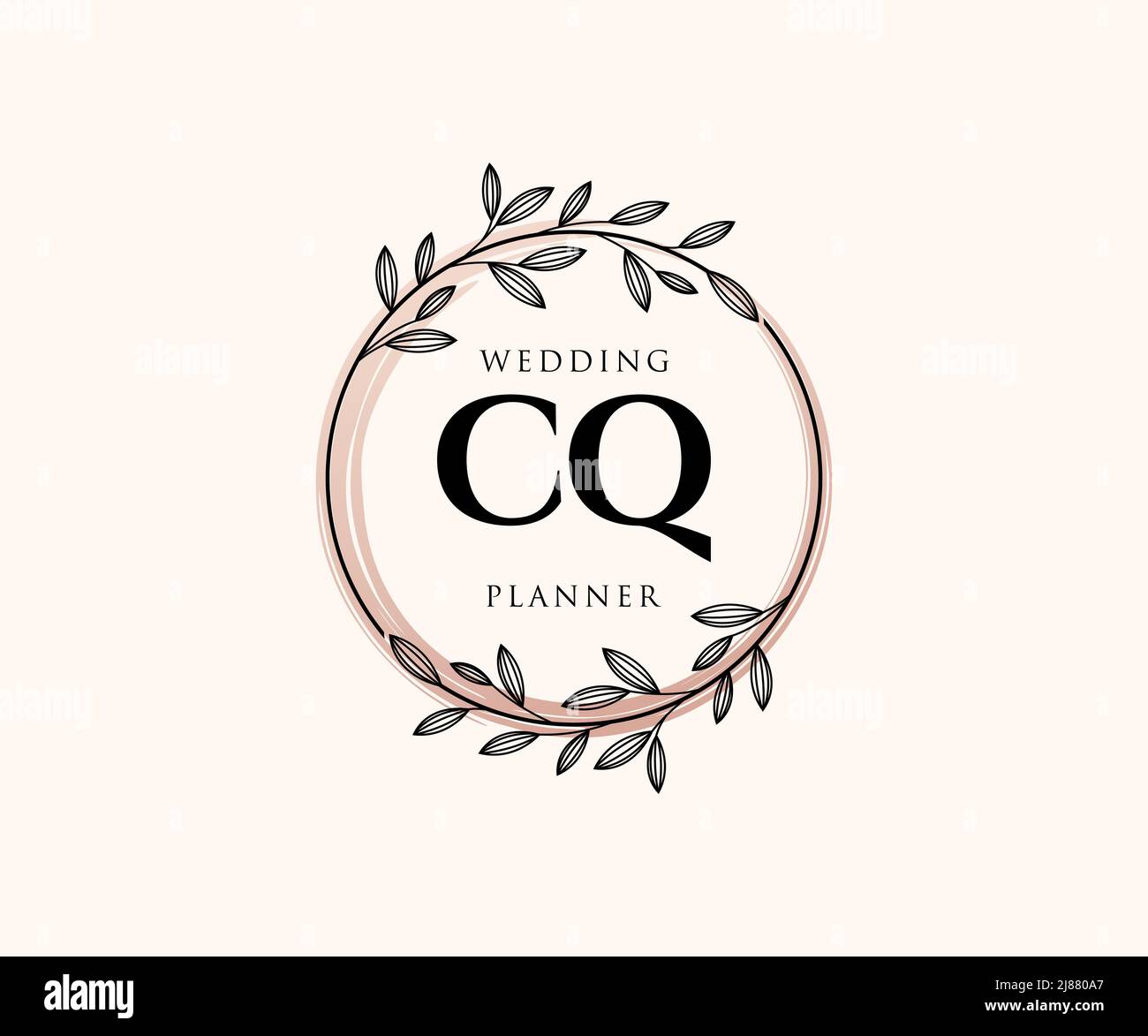 CQ Initials letter Wedding monogram logos collection, hand drawn modern ...