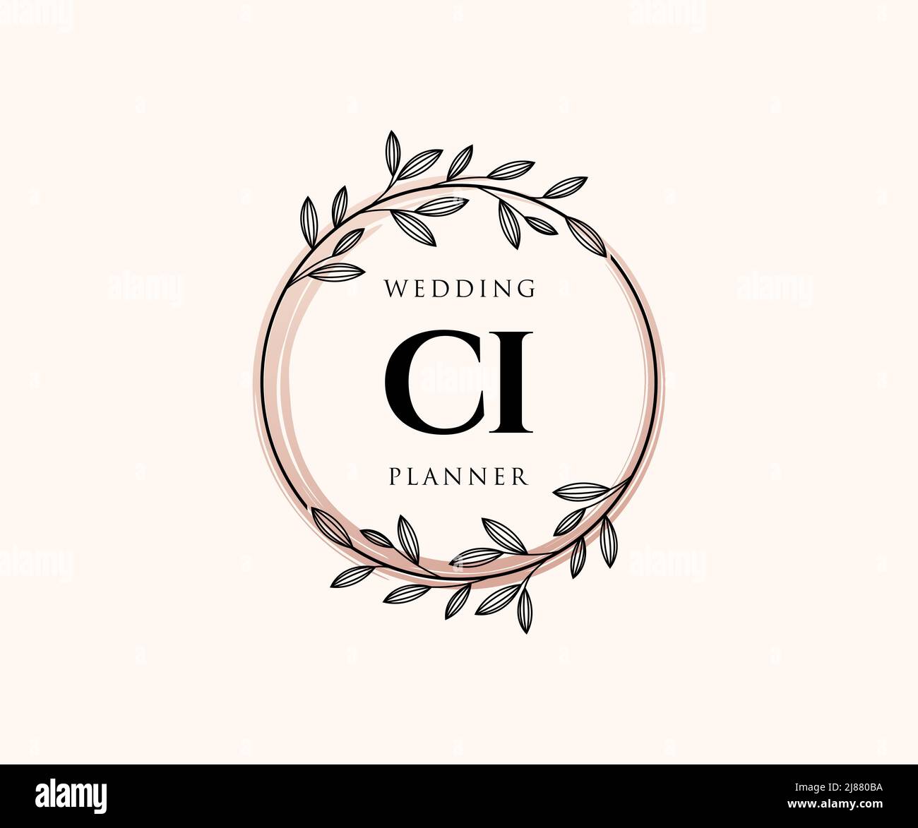 CI Initials letter Wedding monogram logos collection, hand drawn modern ...