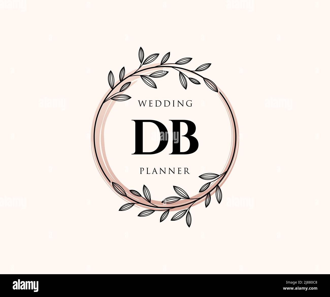 DB Initials letter Wedding monogram logos collection, hand drawn modern minimalistic and floral ...