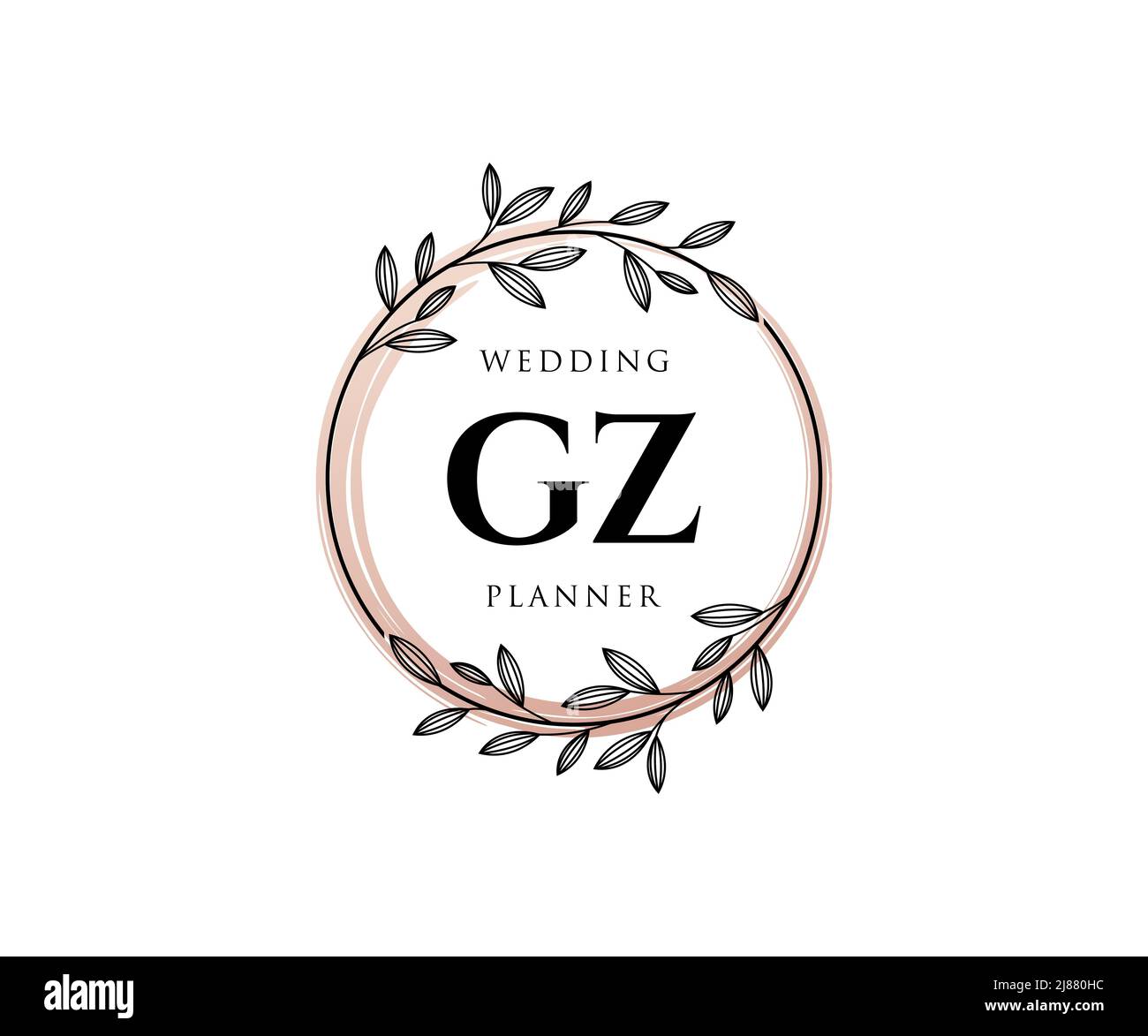 GZ Initials letter Wedding monogram logos collection, hand drawn modern ...