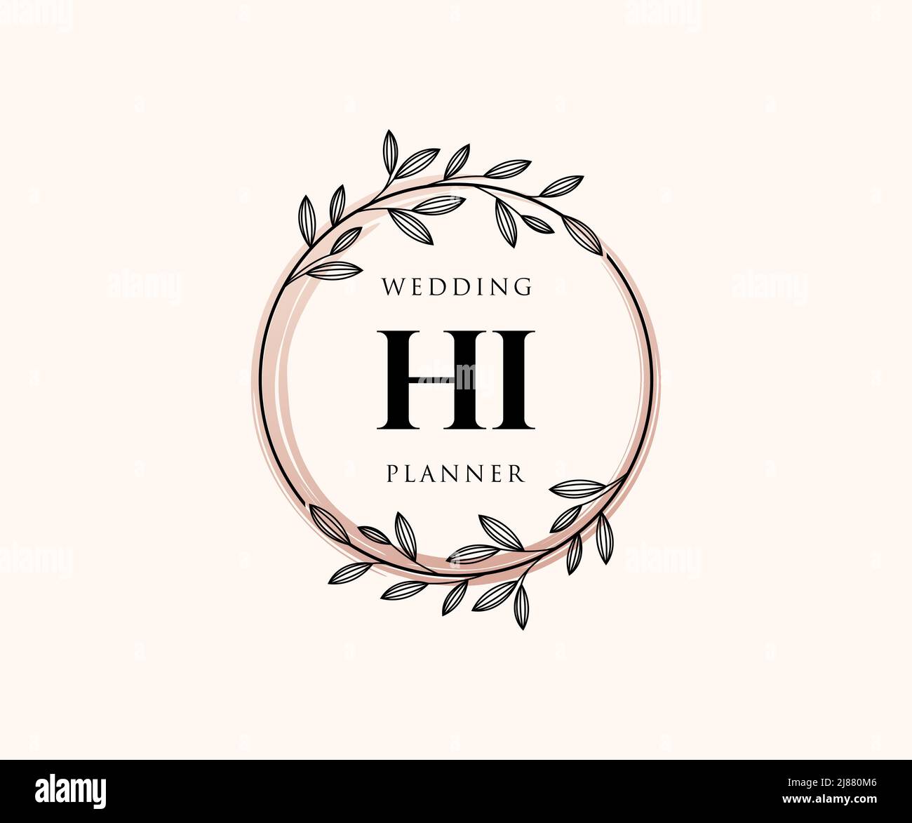 HI Initials letter Wedding monogram logos collection, hand drawn modern ...