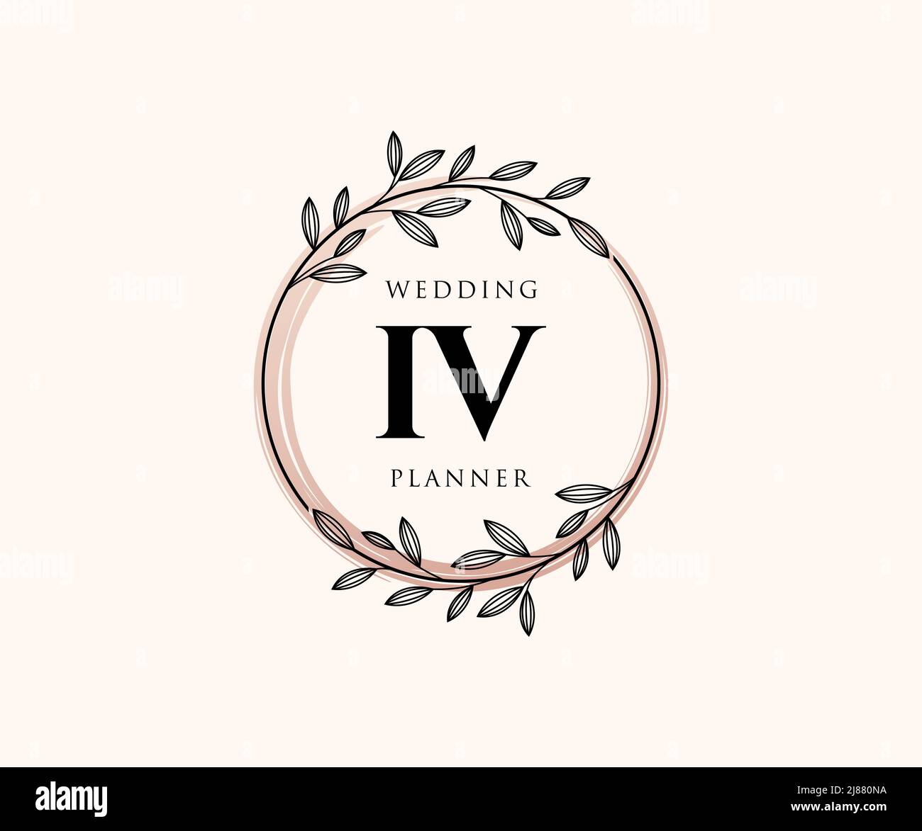 IV Initials letter Wedding monogram logos collection, hand drawn modern ...