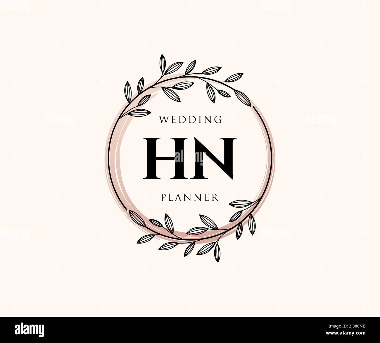 HN Initials letter Wedding monogram logos collection, hand drawn modern ...