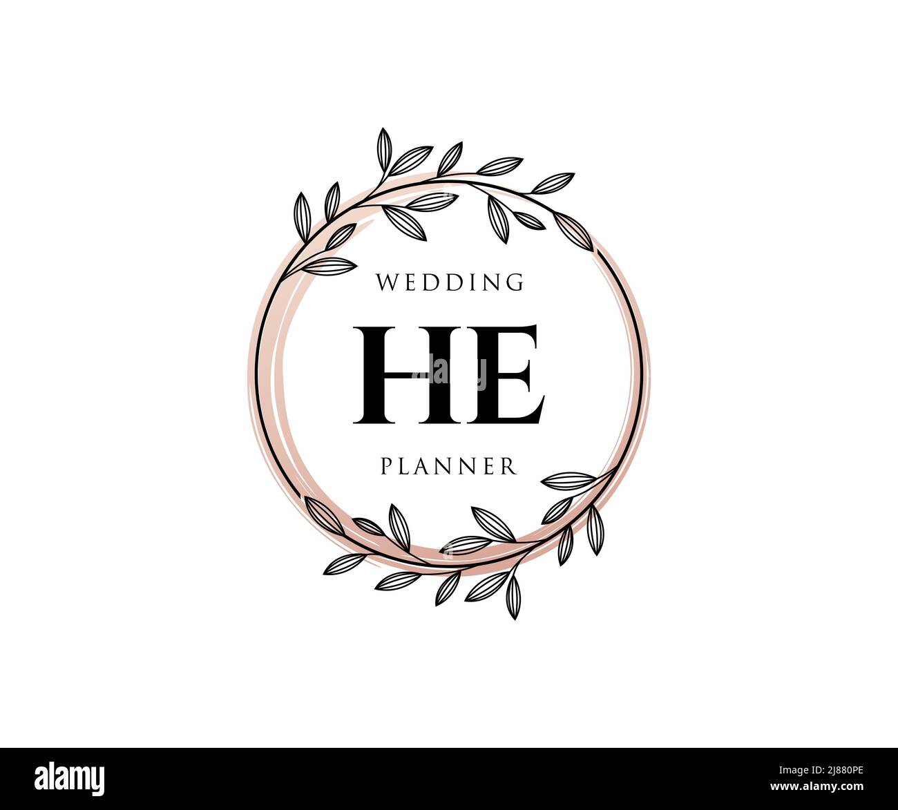 HE Initials letter Wedding monogram logos collection, hand drawn modern ...