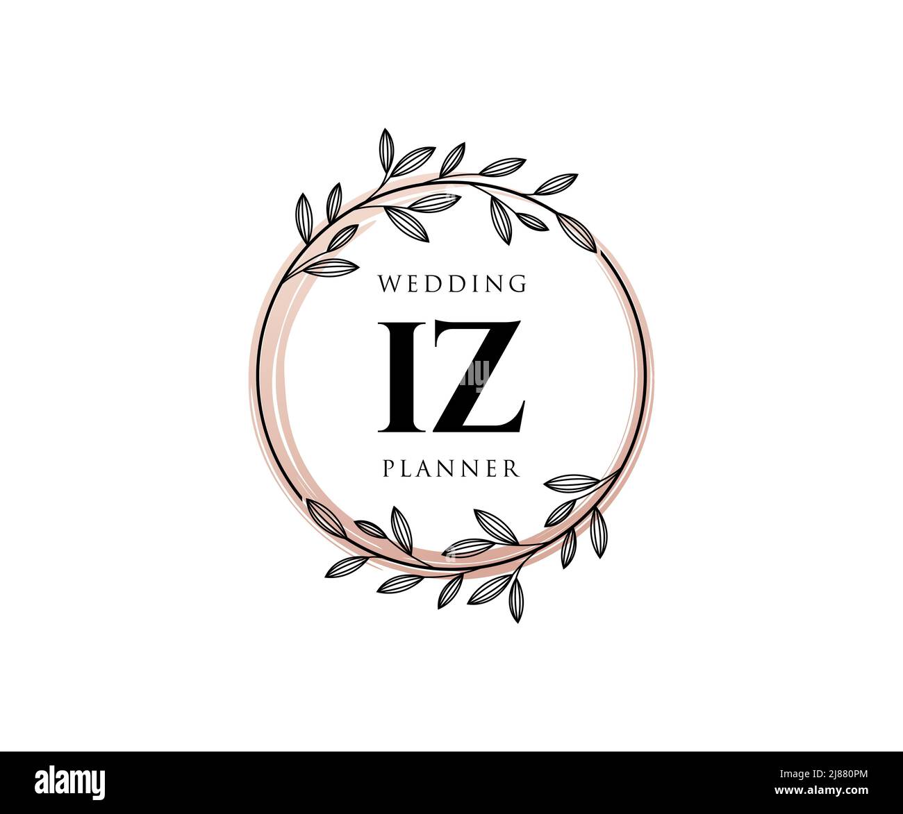 IZ Initials letter Wedding monogram logos collection, hand drawn modern ...