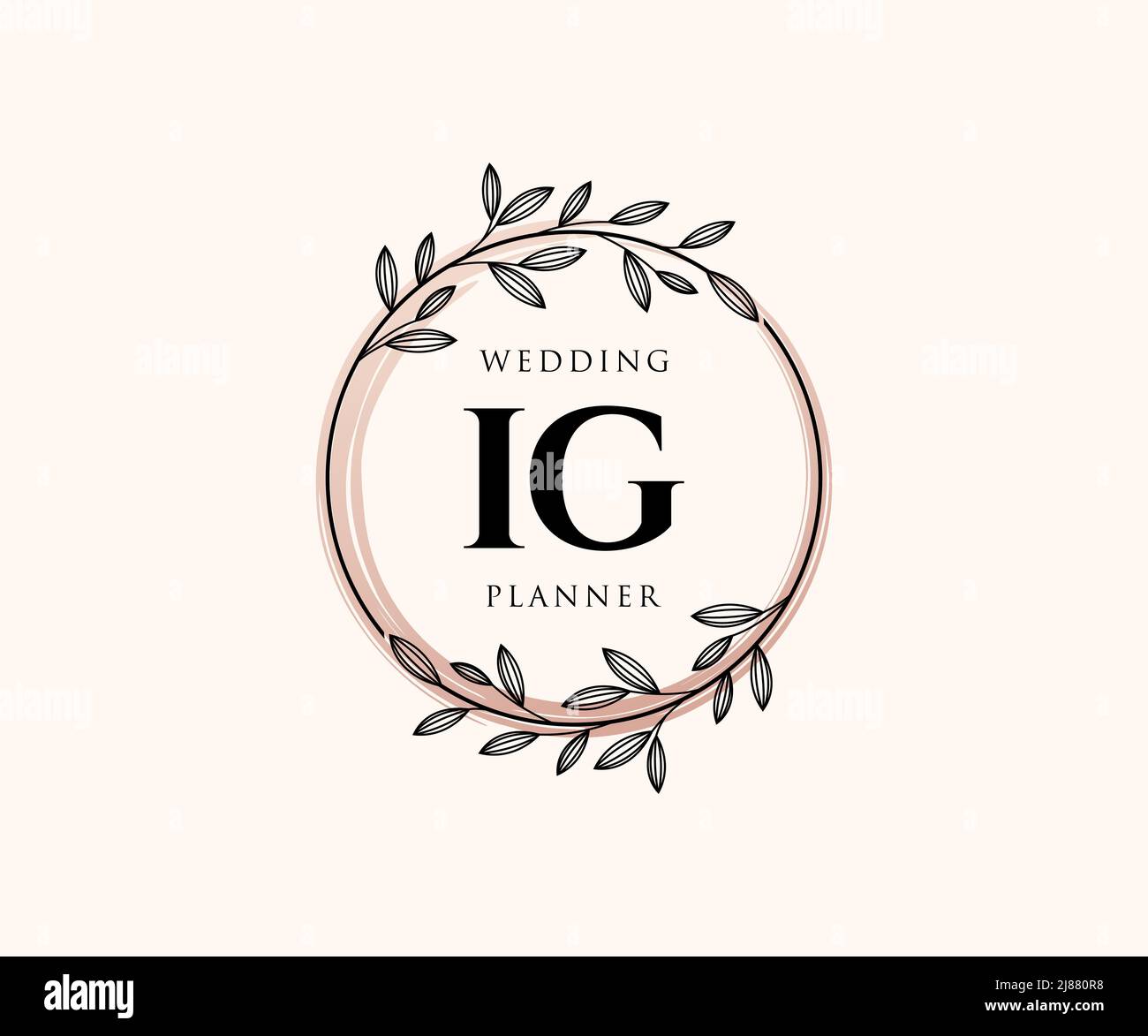 IG Initials letter Wedding monogram logos collection, hand drawn modern ...