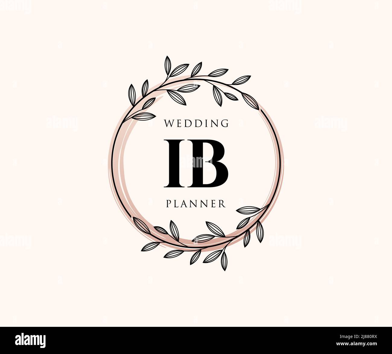IB Initials letter Wedding monogram logos collection, hand drawn modern minimalistic and floral ...
