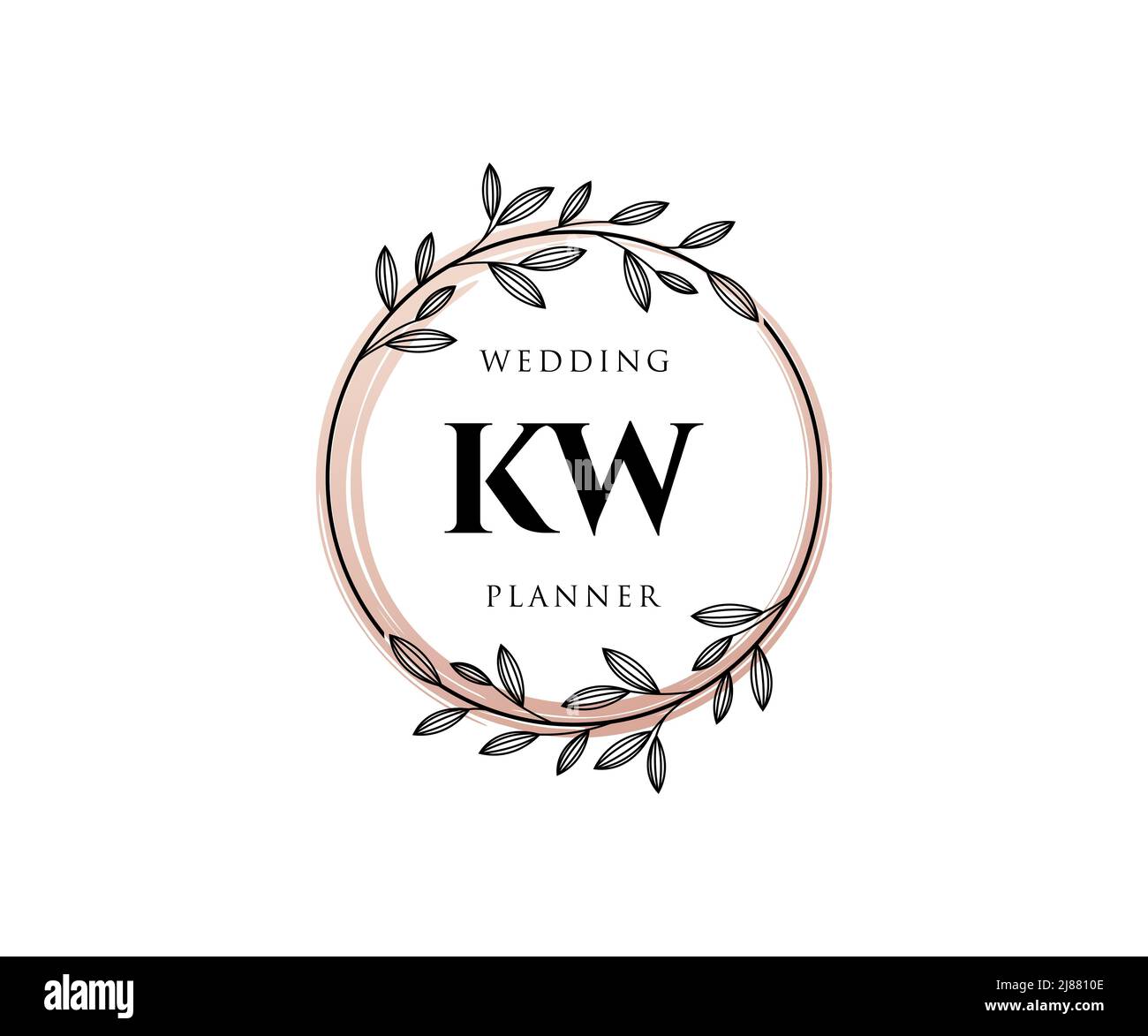 KW Initials letter Wedding monogram logos collection, hand drawn modern ...