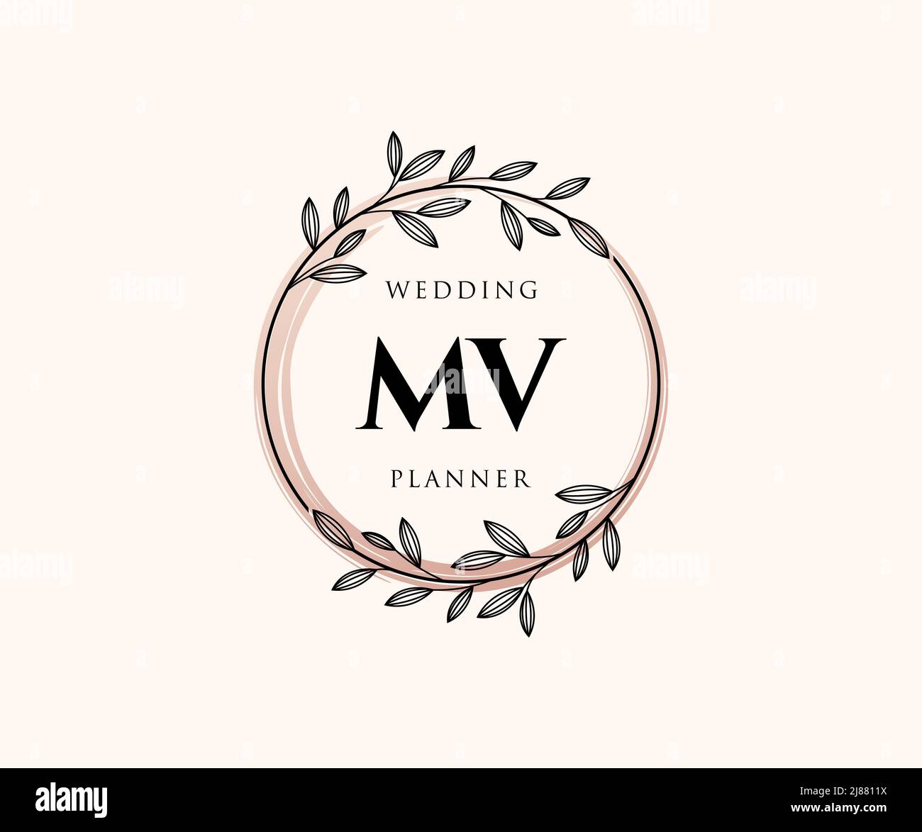 MV Initials letter Wedding monogram logos collection, hand drawn modern ...