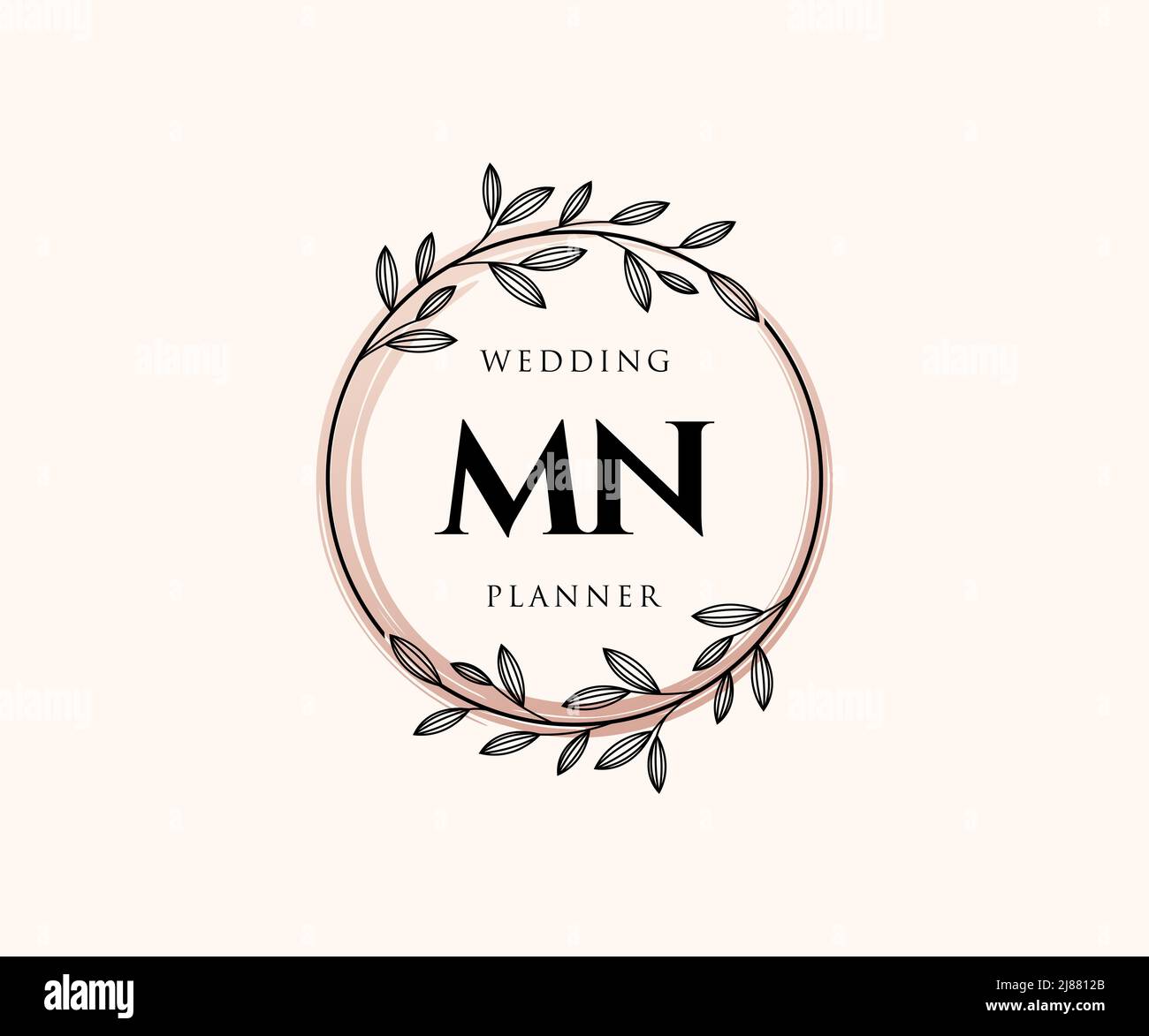 MN Initials letter Wedding monogram logos collection, hand drawn modern ...