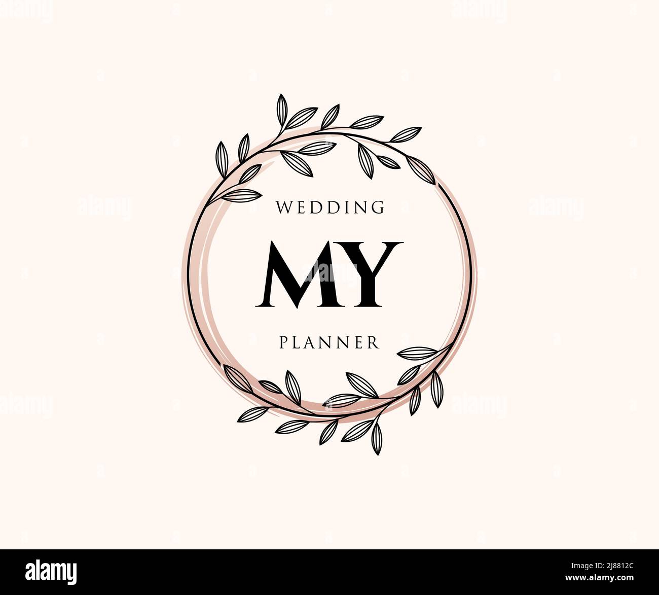 MY Initials letter Wedding monogram logos collection, hand drawn modern ...