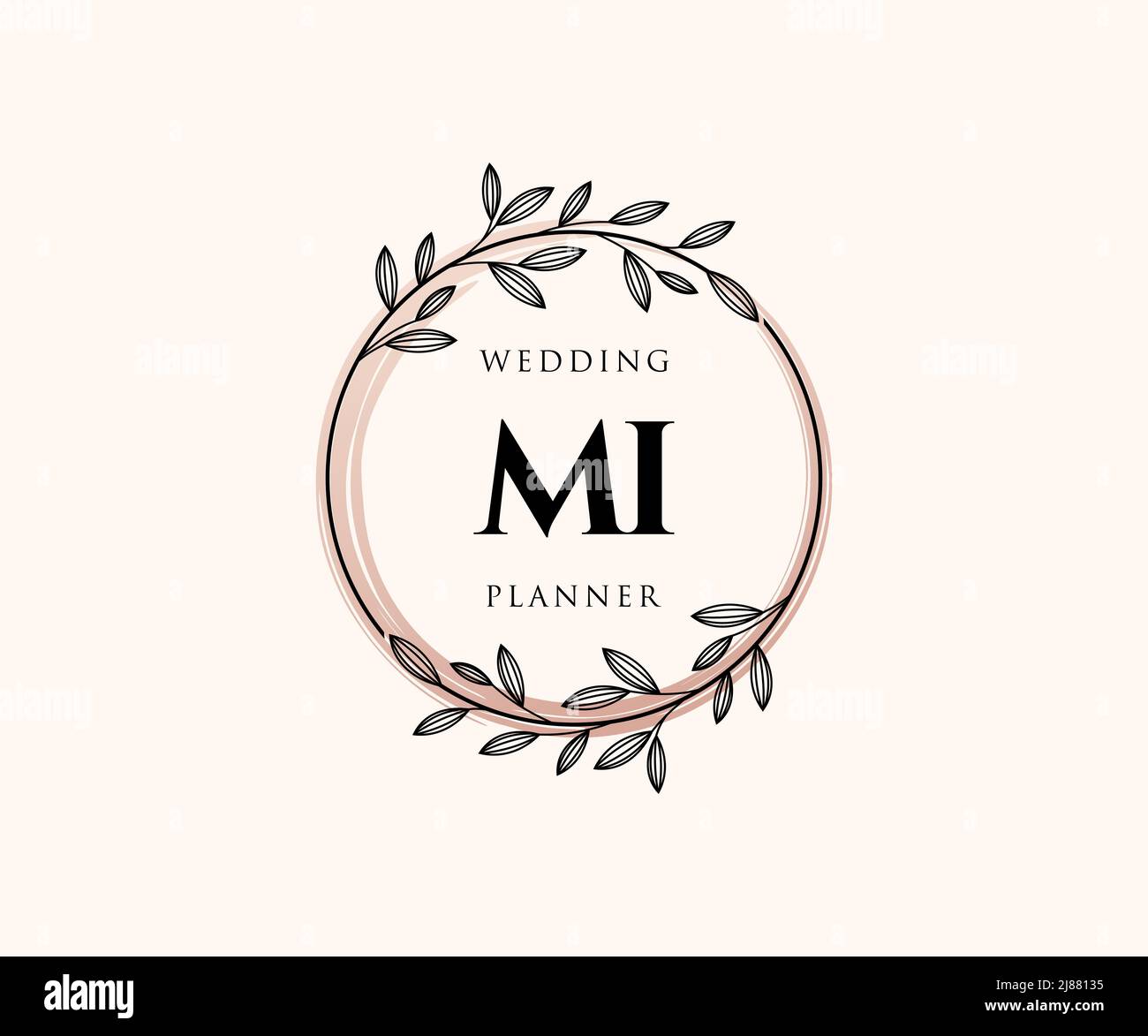 MI Initials letter Wedding monogram logos collection, hand drawn modern ...