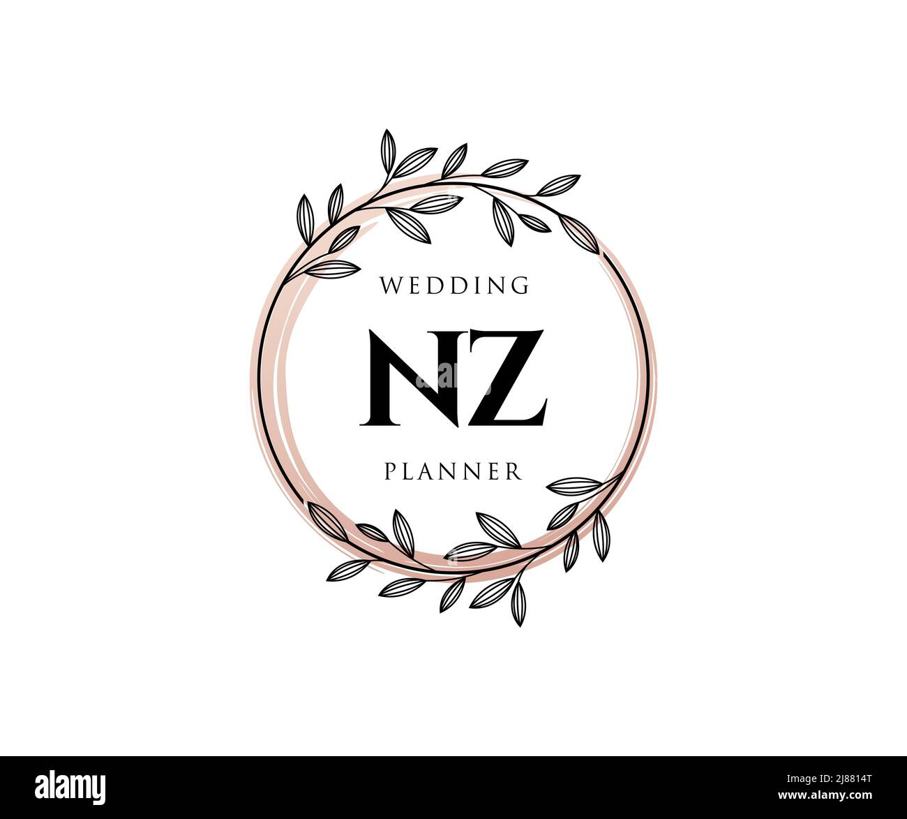 NZ Initials letter Wedding monogram logos collection, hand drawn modern ...