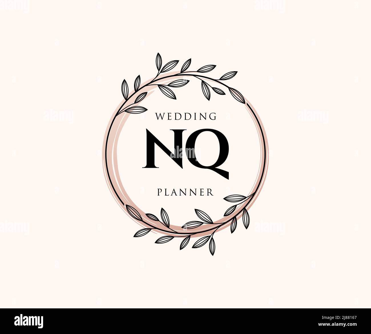 NQ Initials letter Wedding monogram logos collection, hand drawn modern ...