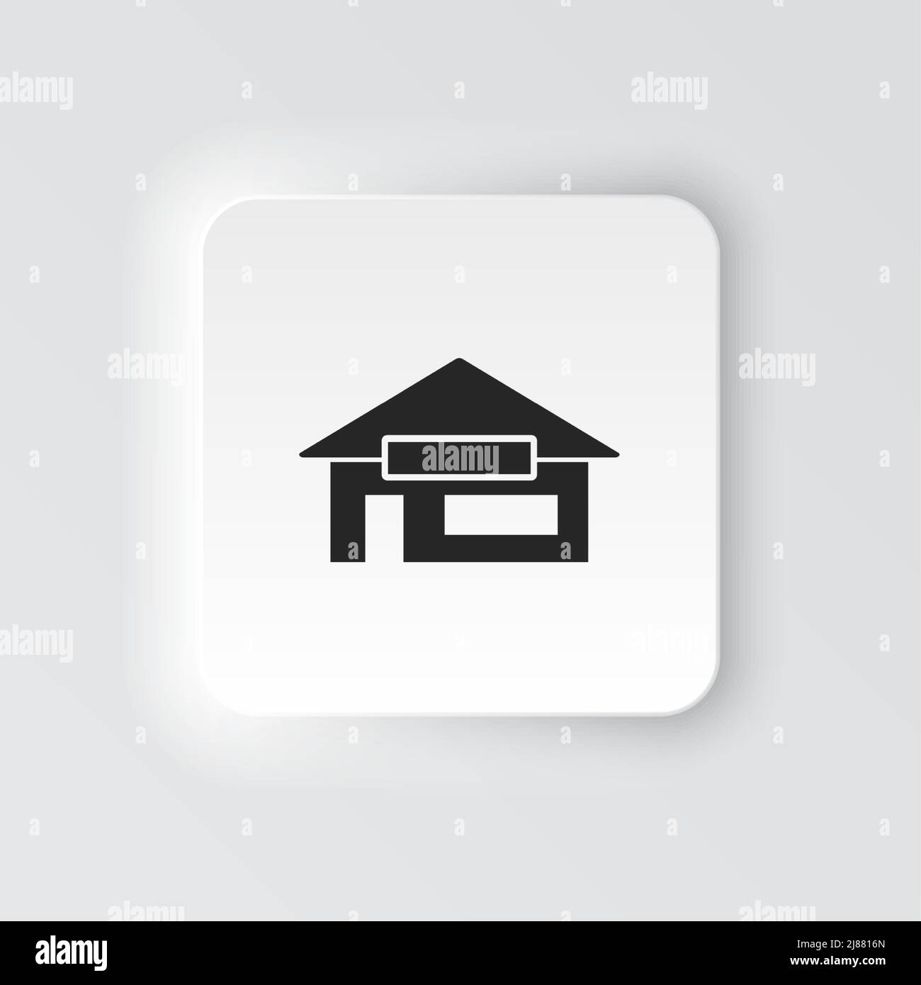 Rectangle button icon House silhouette. Button banner Rectangle badge ...