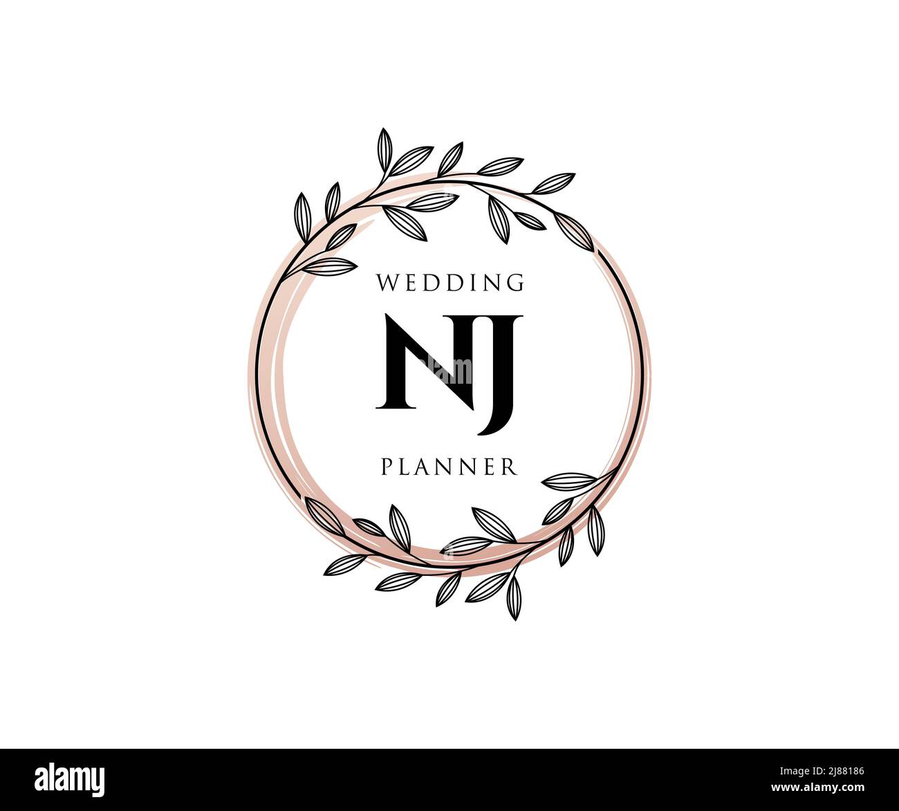 NJ Initials letter Wedding monogram logos collection, hand drawn modern ...