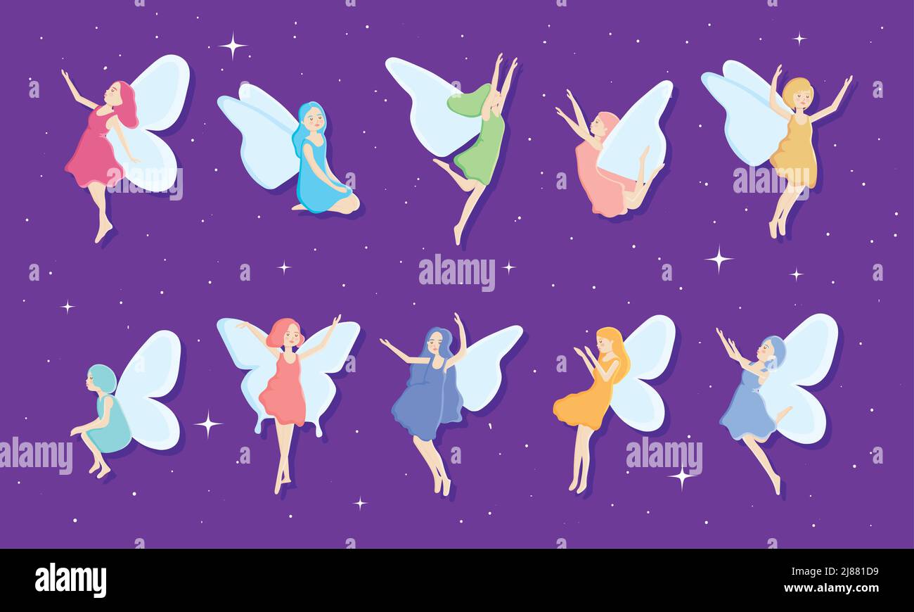 magical fairies icon set Stock Vector Image & Art - Alamy