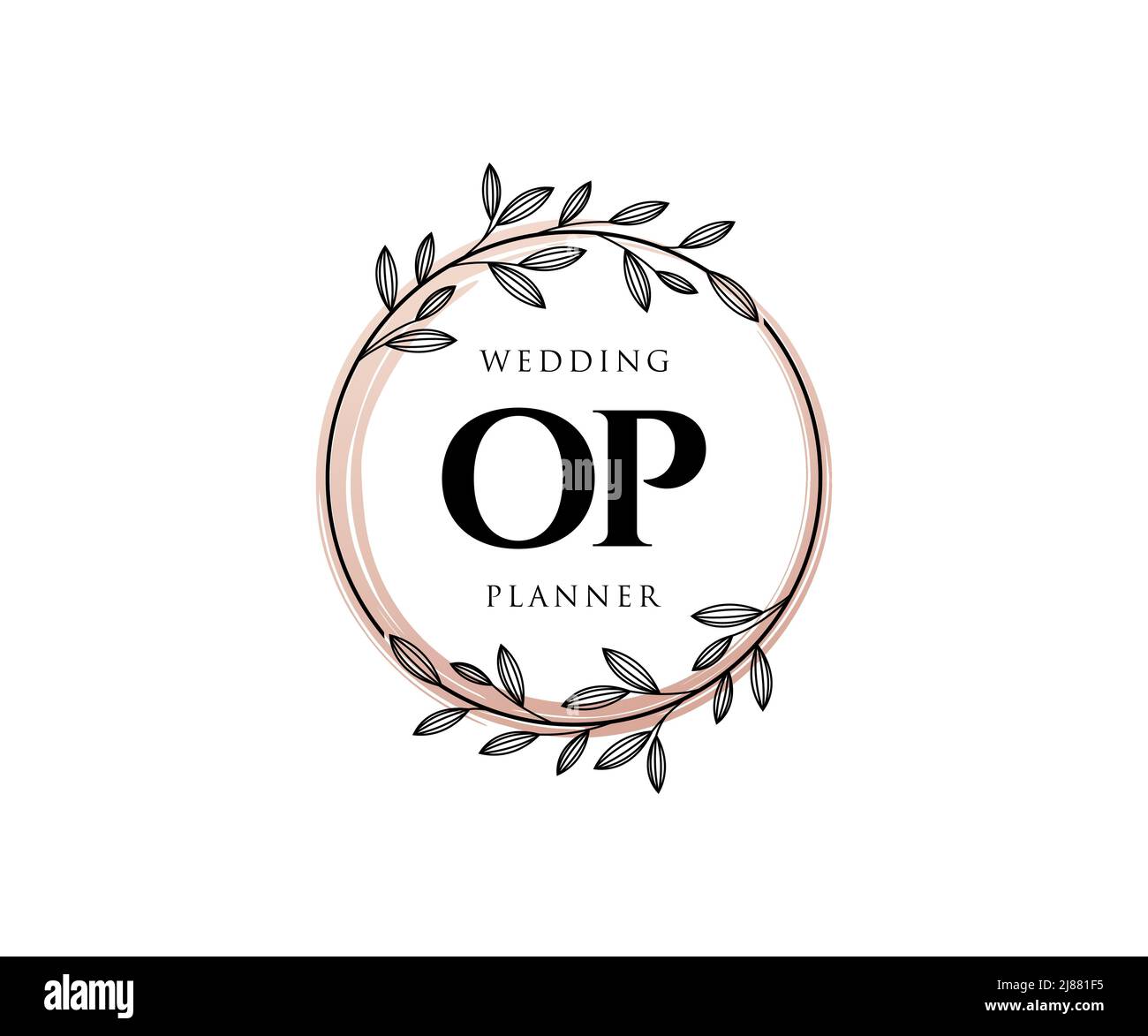 OP Initials letter Wedding monogram logos collection, hand drawn modern ...