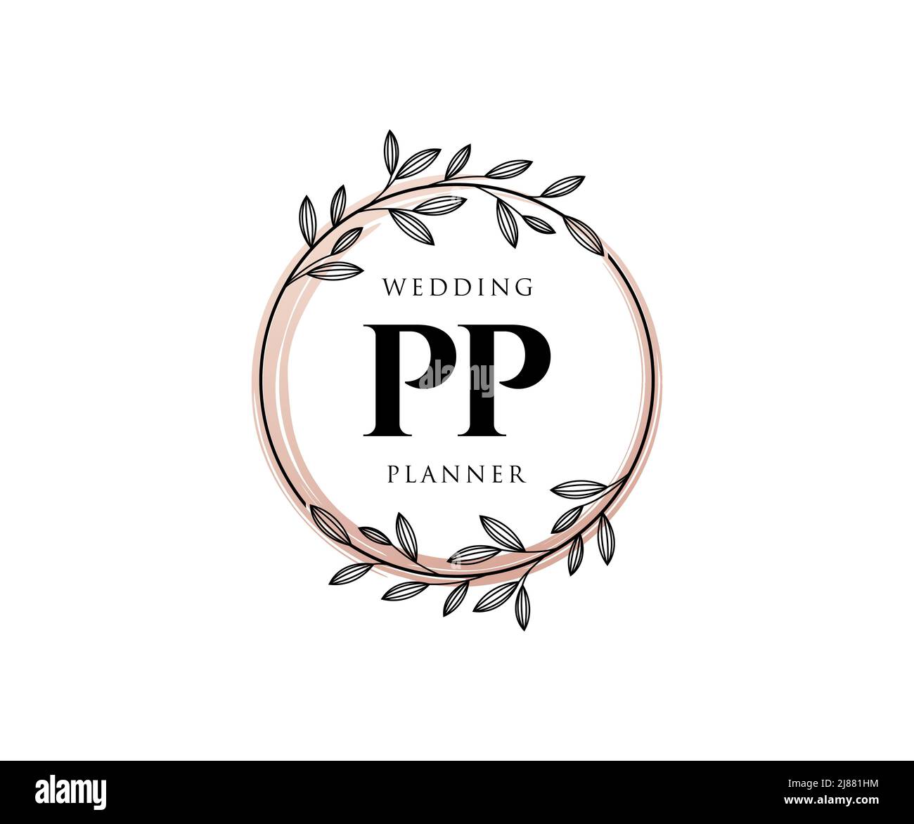 PP Initials letter Wedding monogram logos collection, hand drawn modern ...