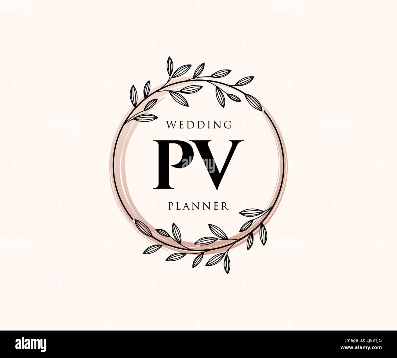 PV Initials letter Wedding monogram logos collection, hand drawn modern ...