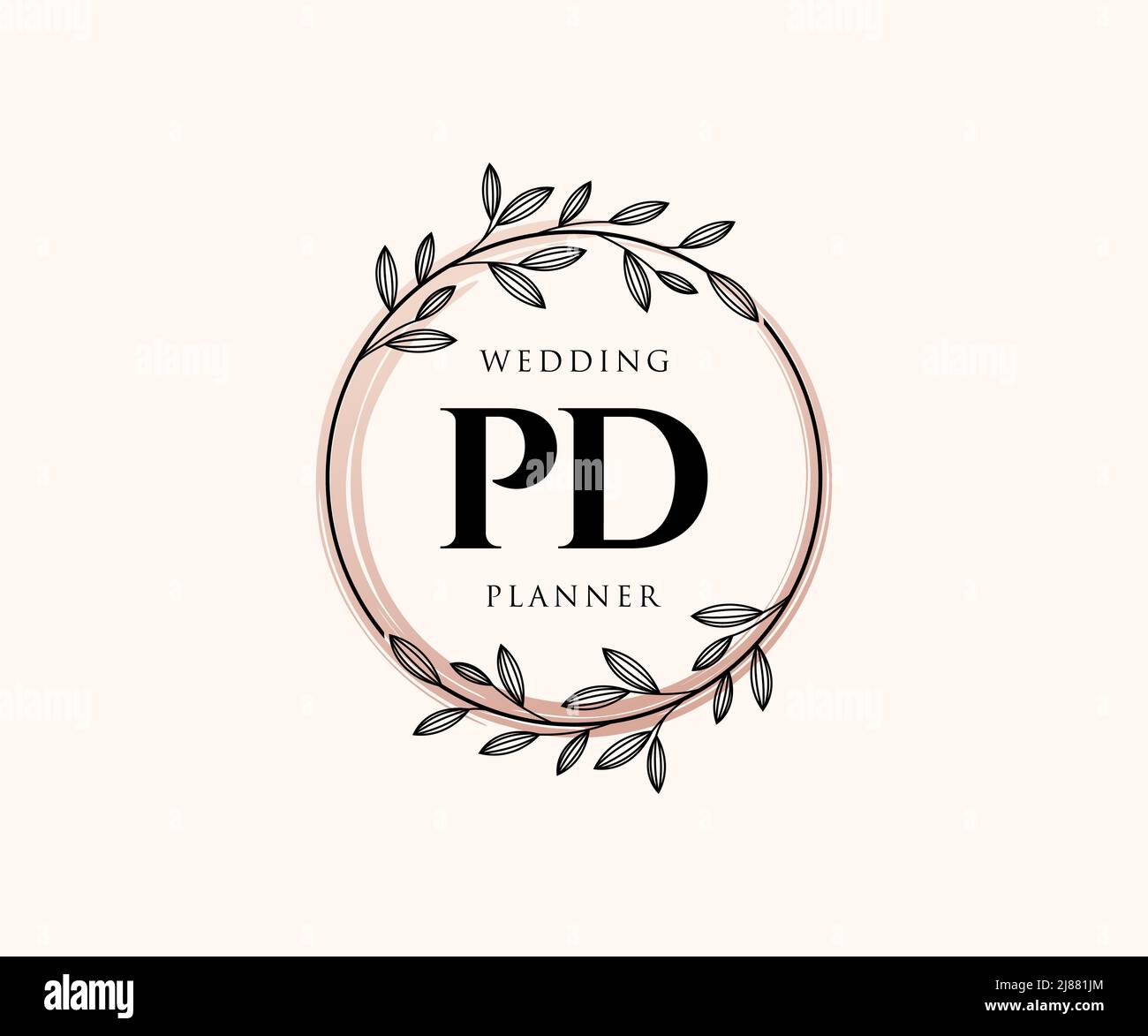 PD Initials letter Wedding monogram logos collection, hand drawn modern ...