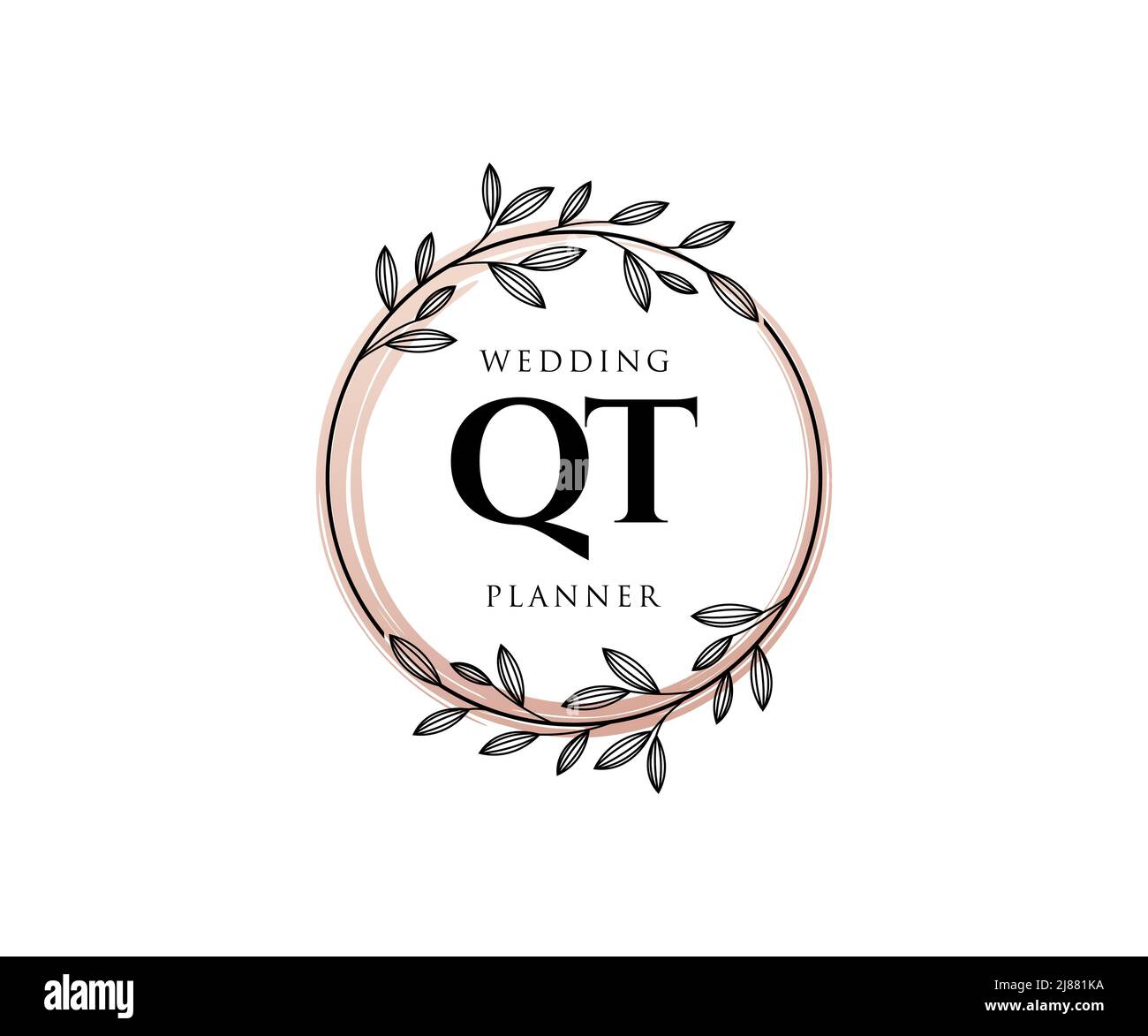 QT Initials letter Wedding monogram logos collection, hand drawn modern ...