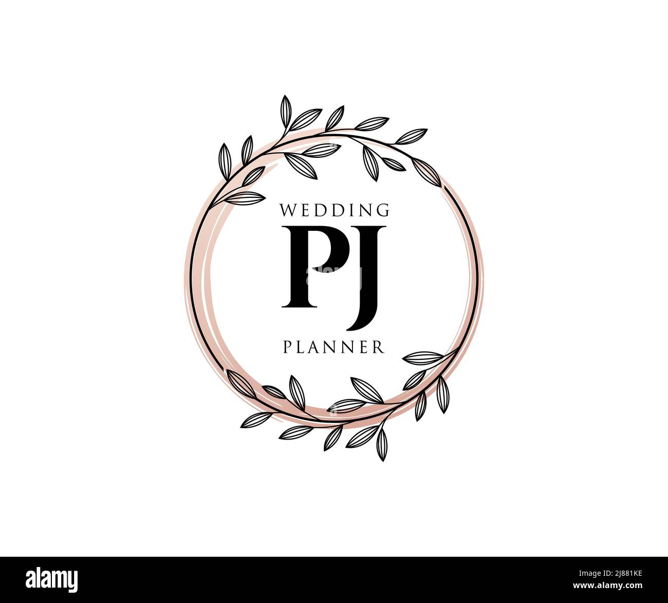 PJ Initials letter Wedding monogram logos collection, hand drawn modern ...