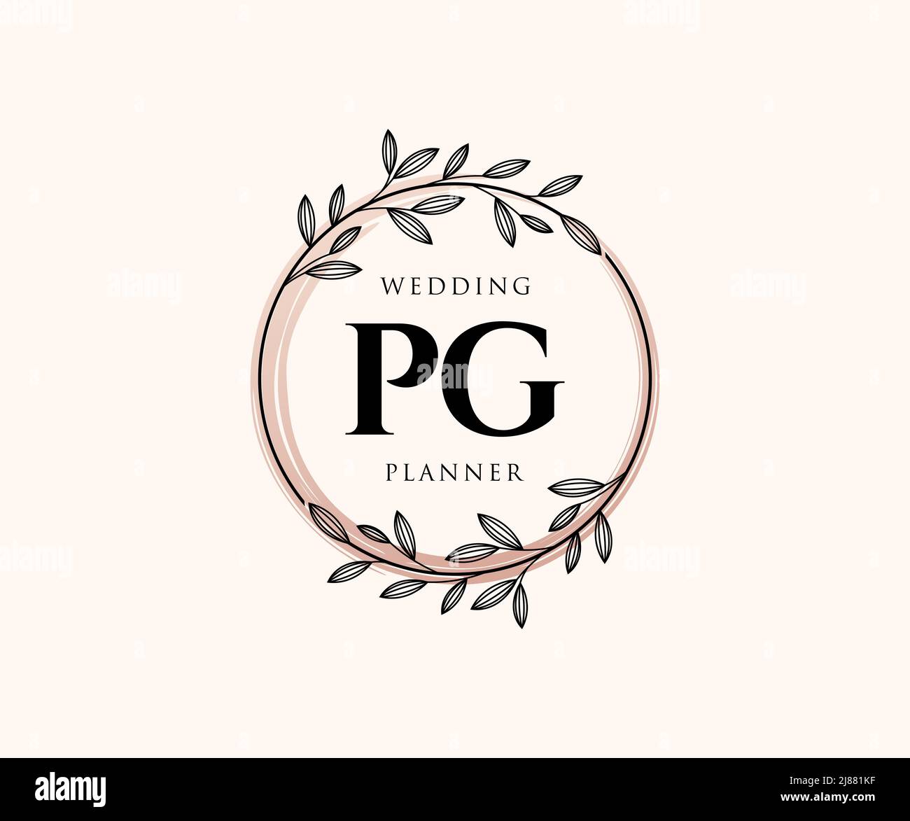 PG Initials letter Wedding monogram logos collection, hand drawn modern ...