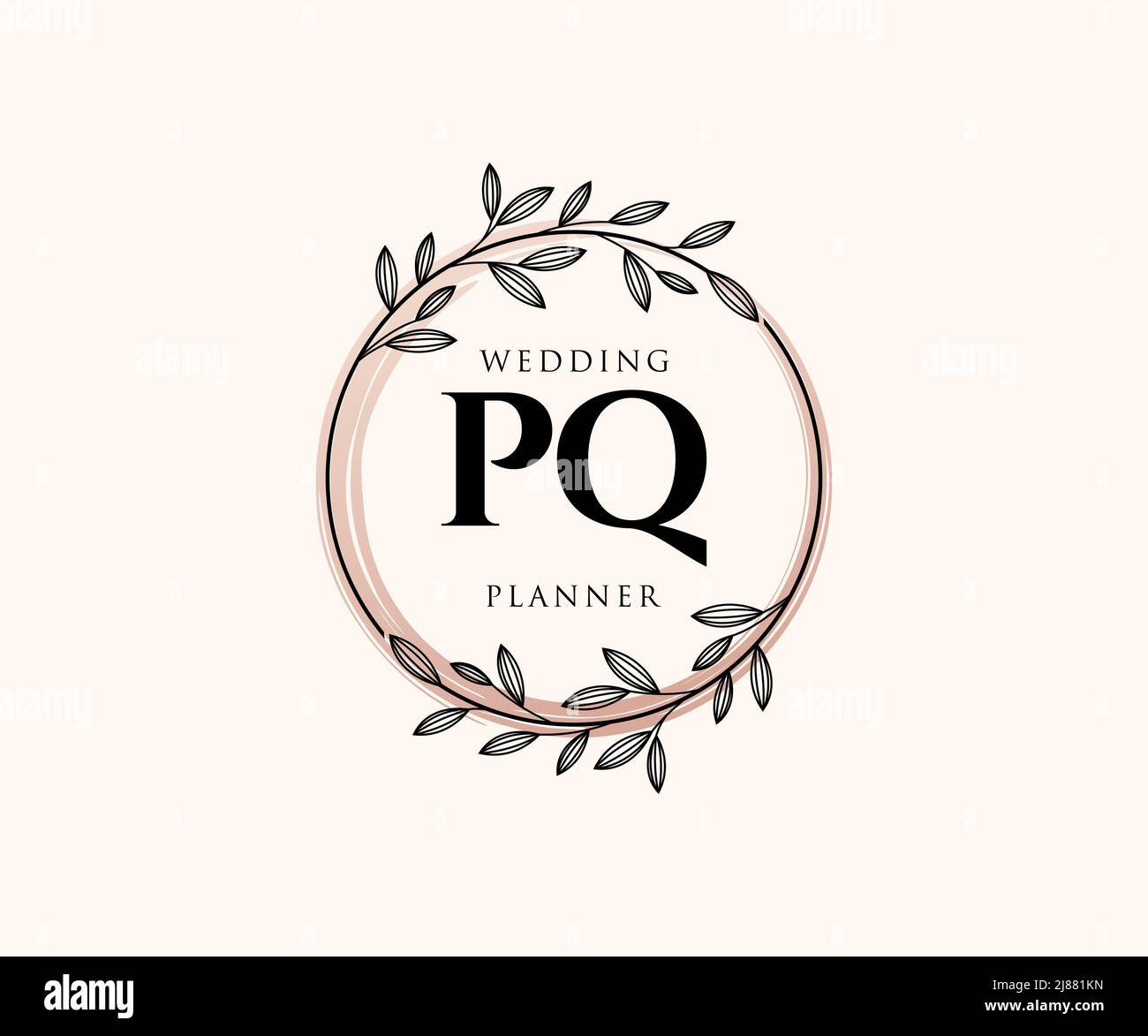 PQ Initials letter Wedding monogram logos collection, hand drawn modern ...