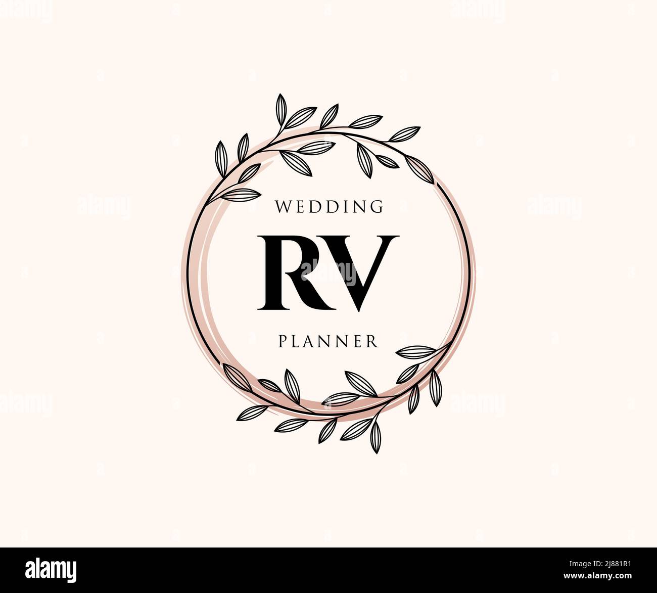 RV Initials letter Wedding monogram logos collection, hand drawn modern ...