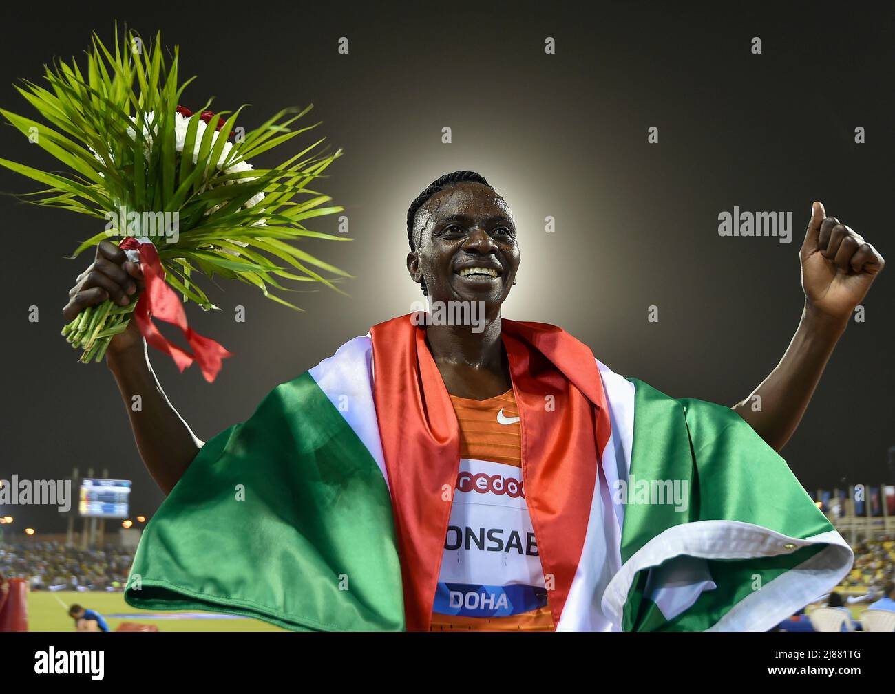 Doha, Qatar. 13th May, 2022. Francine Niyonsaba of Burundi celebrates ...
