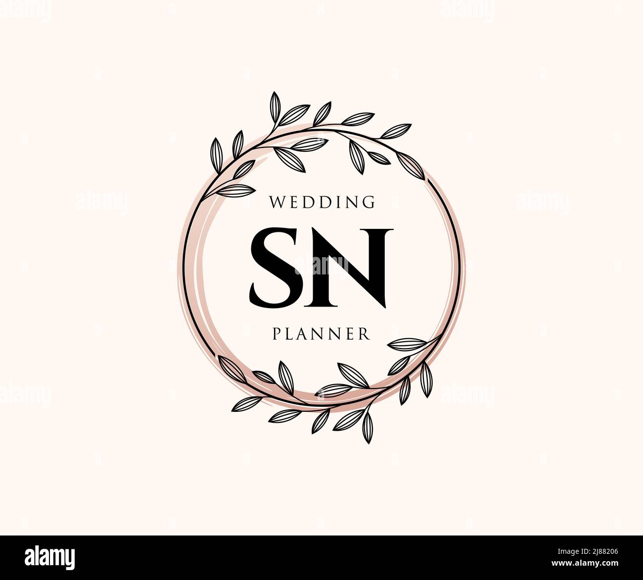 SN Initials letter Wedding monogram logos collection, hand drawn modern ...