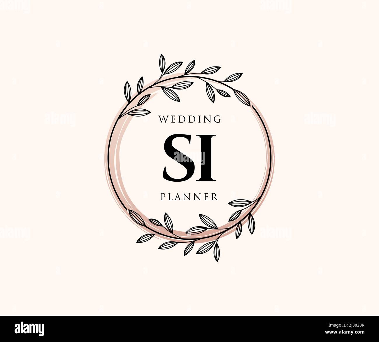 SI Initials letter Wedding monogram logos collection, hand drawn modern ...