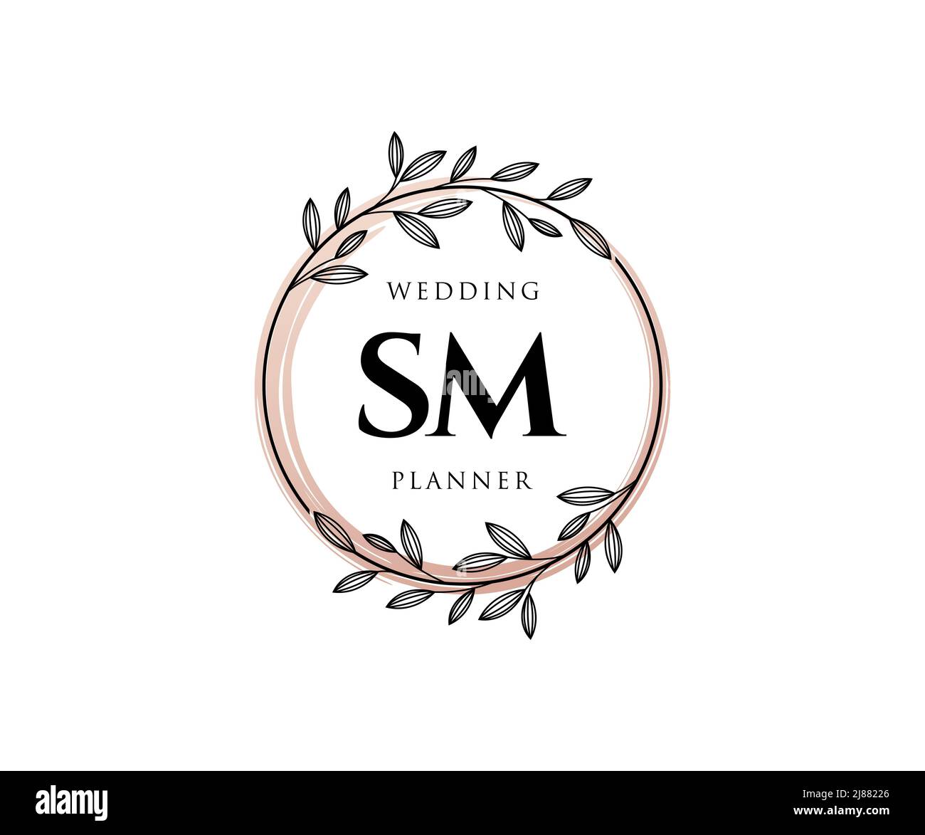 SM Initials letter Wedding monogram logos collection, hand drawn modern ...