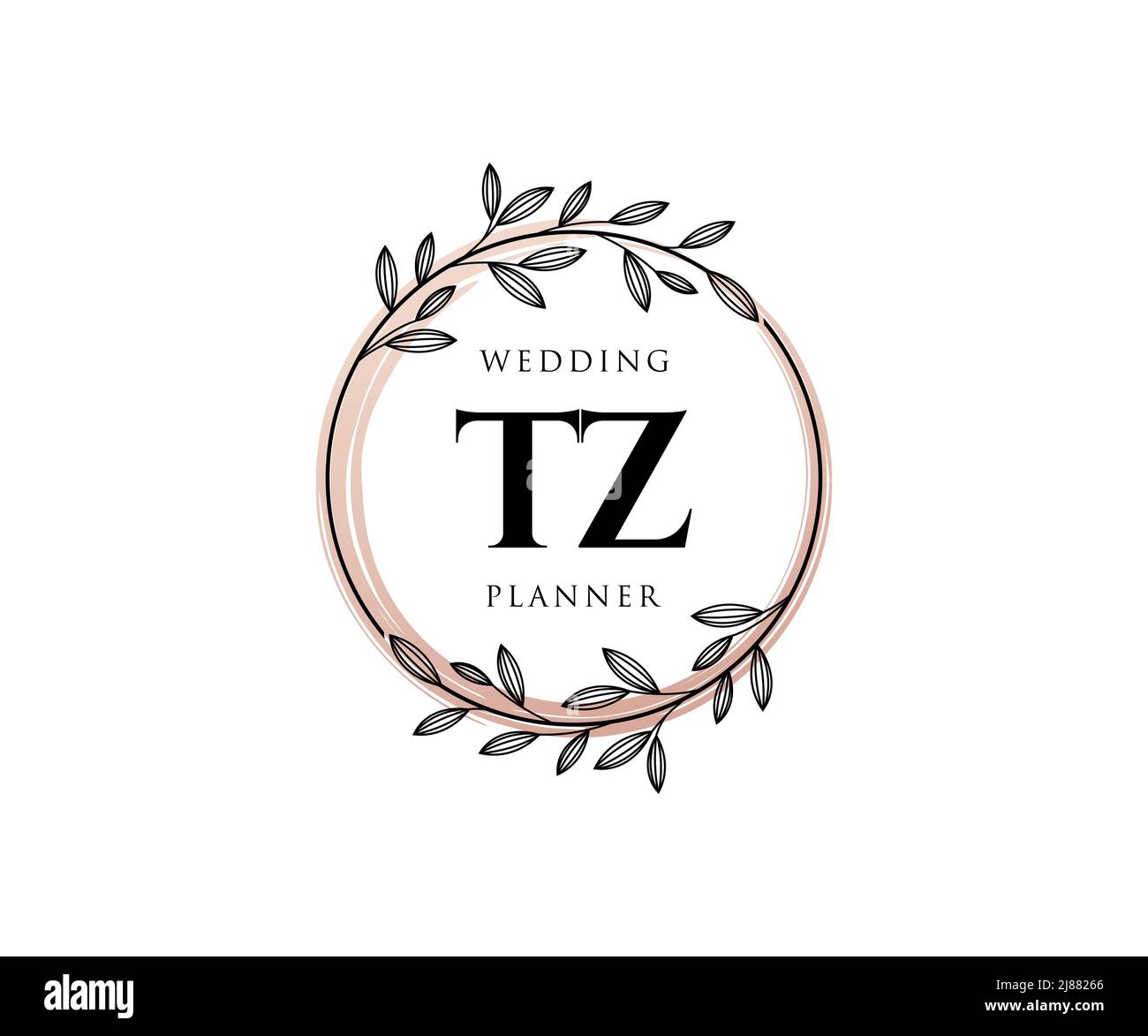 TZ Initials letter Wedding monogram logos collection, hand drawn modern ...
