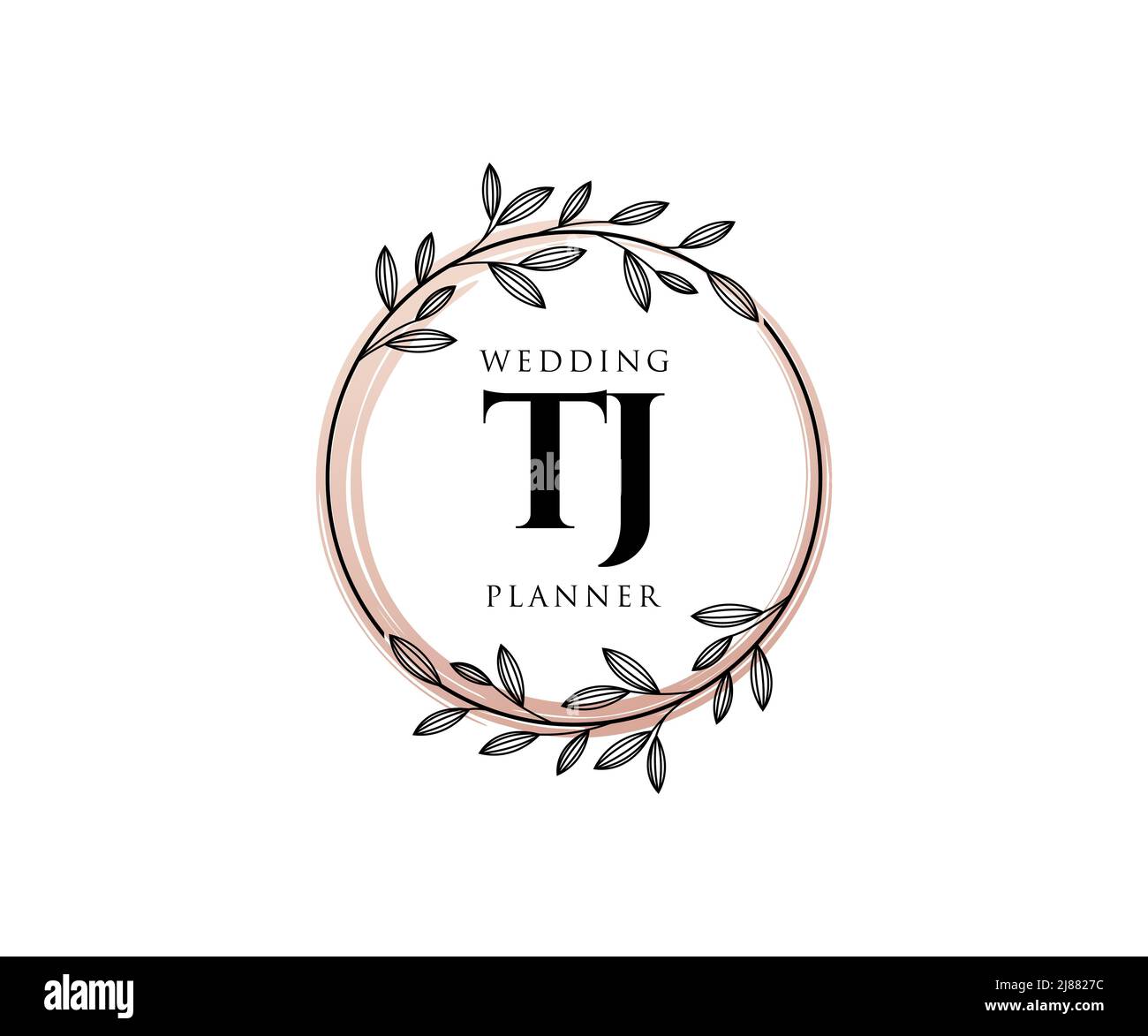 TJ Initials letter Wedding monogram logos collection, hand drawn modern ...