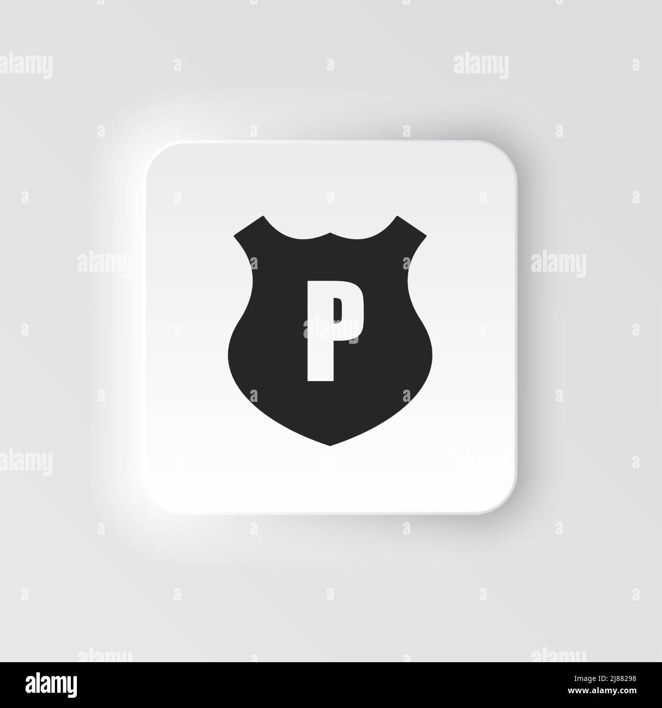 Rectangle button icon Police shield. Button banner Rectangle badge ...