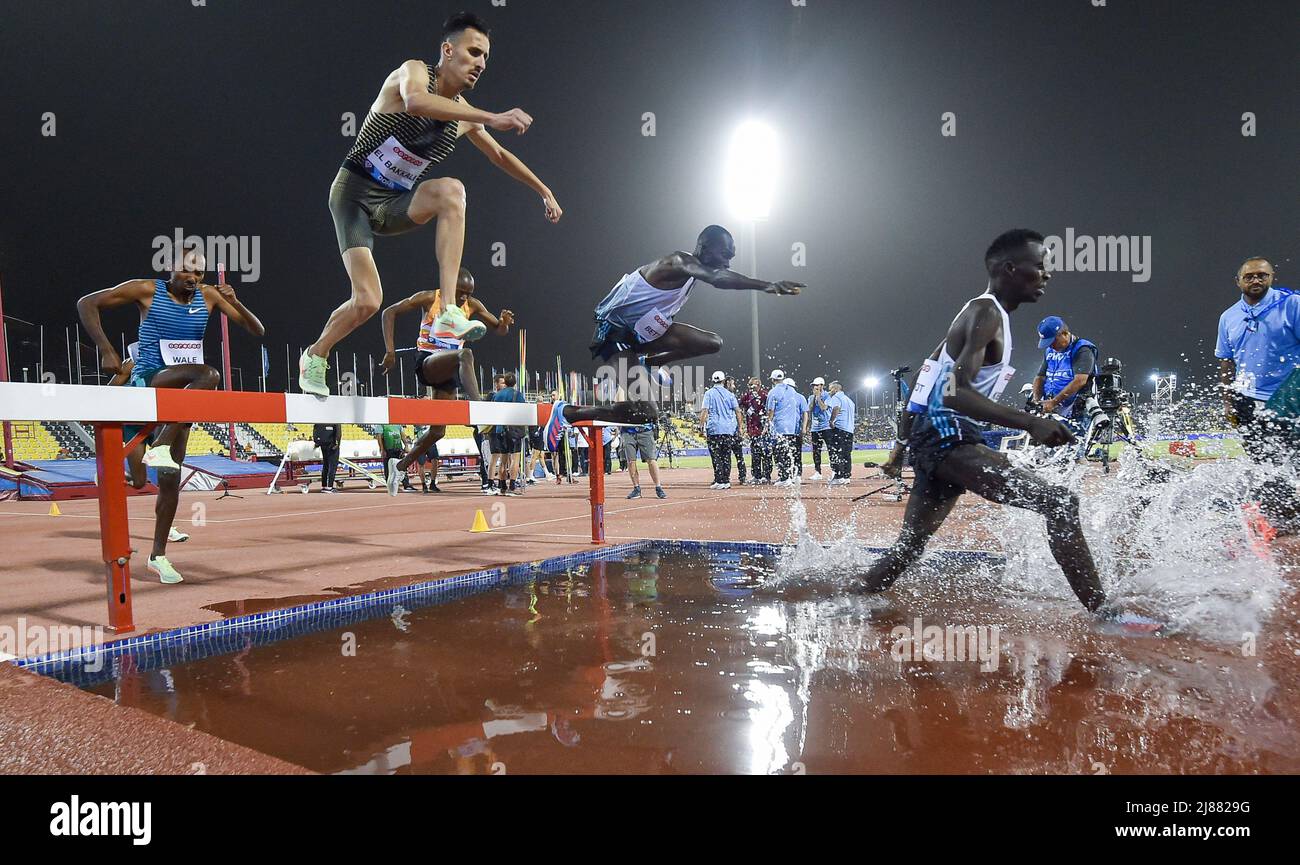 Doha, Qatar. 13th May, 2022. Soufiane El-Bakkali (2nd L) of Morocco ...
