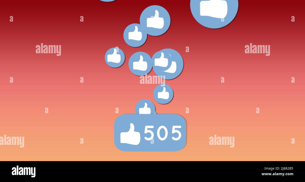 Moving like icons with numbers 4k Stock Photo - Alamy