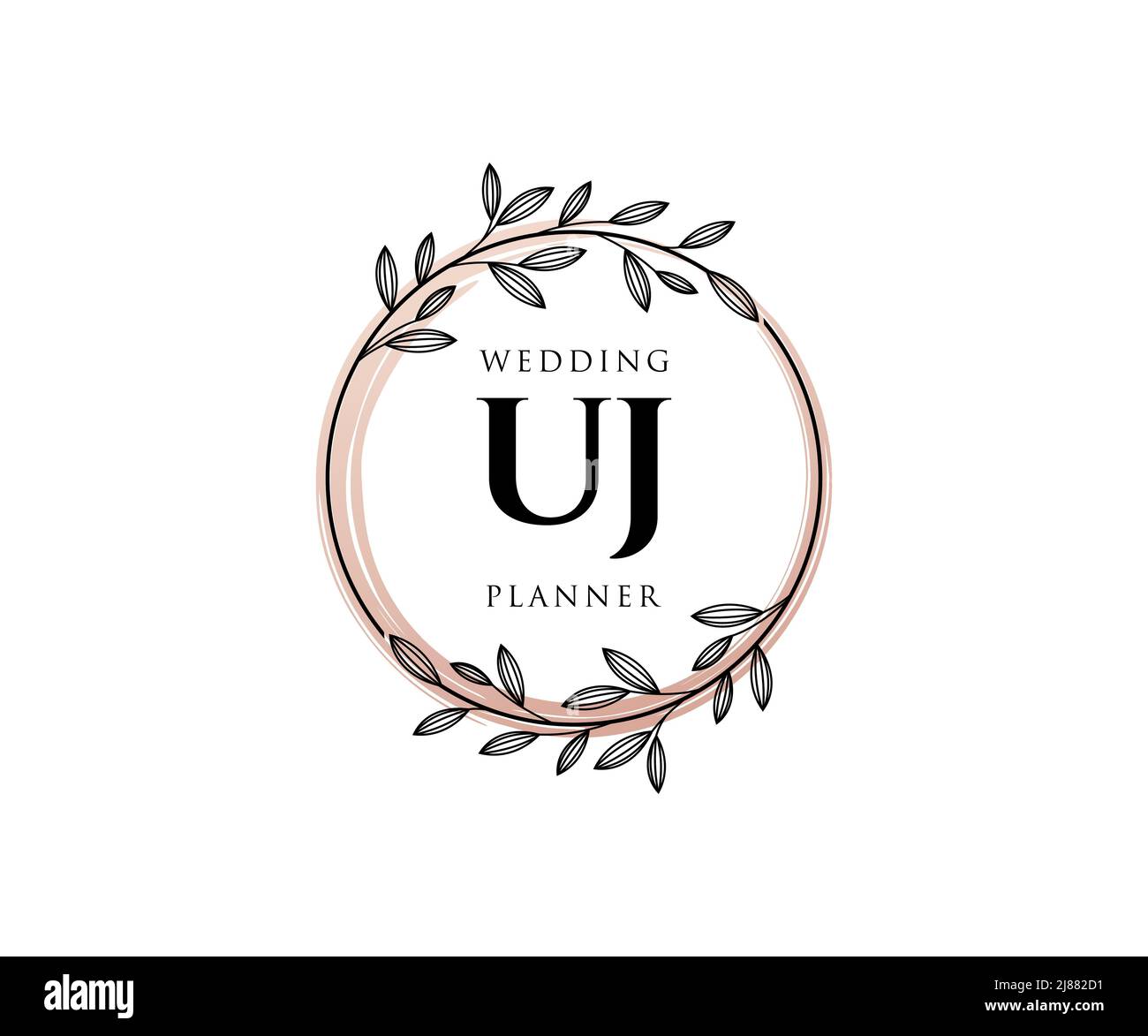 UJ Initials letter Wedding monogram logos collection, hand drawn modern ...