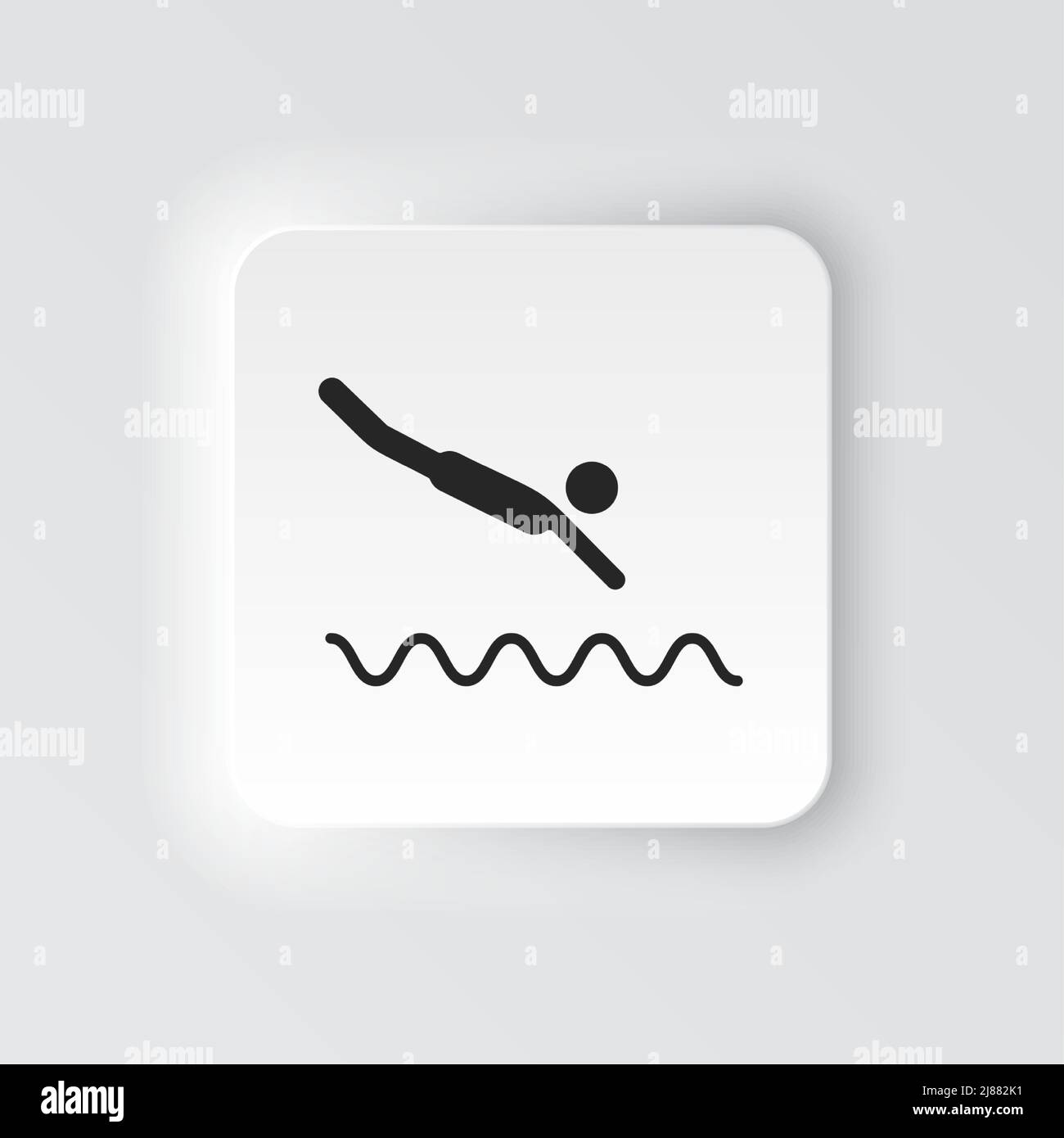 Rectangle button icon Swimming jump. Button banner Rectangle badge ...