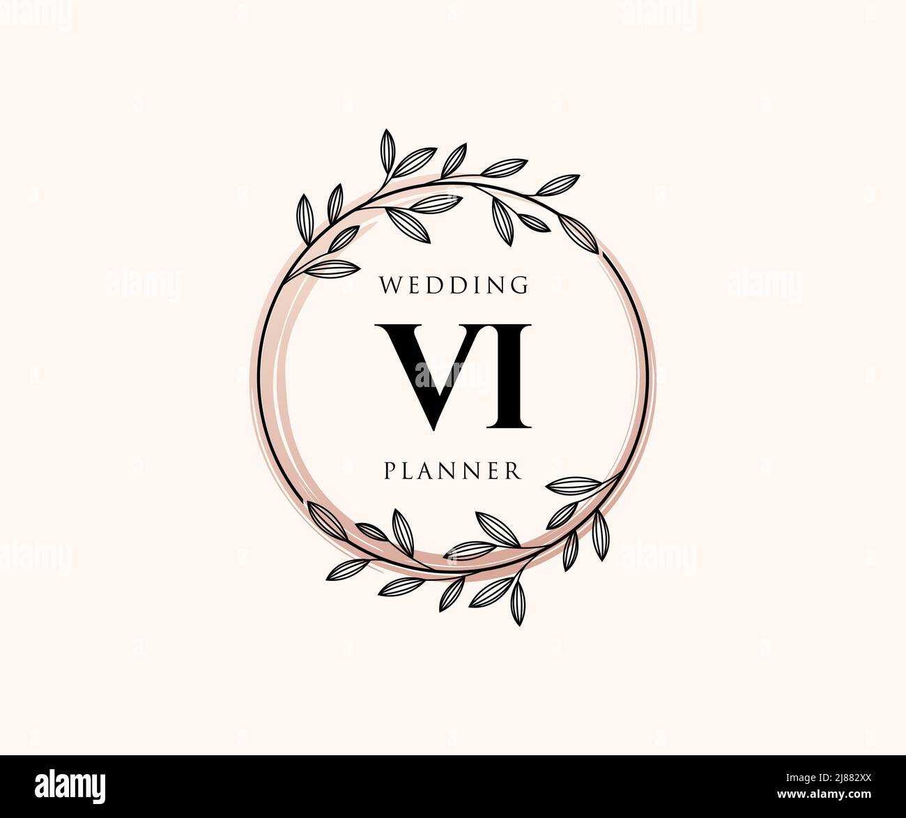 VI Initials letter Wedding monogram logos collection, hand drawn modern ...
