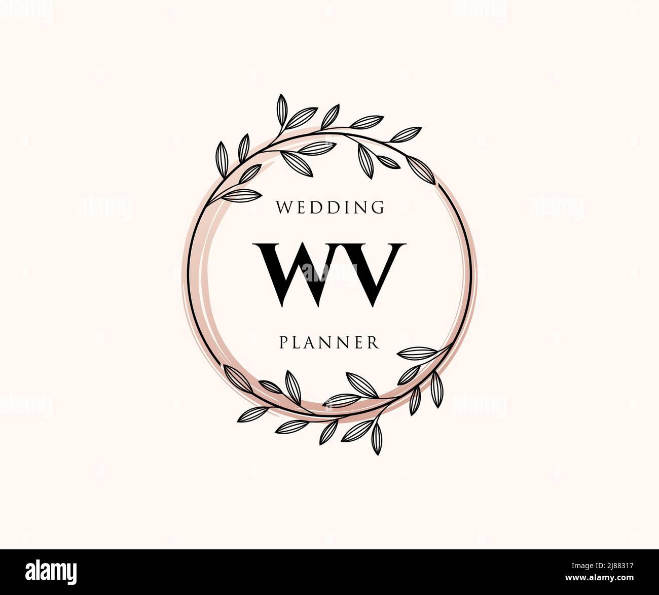 WV Initials letter Wedding monogram logos collection, hand drawn modern ...