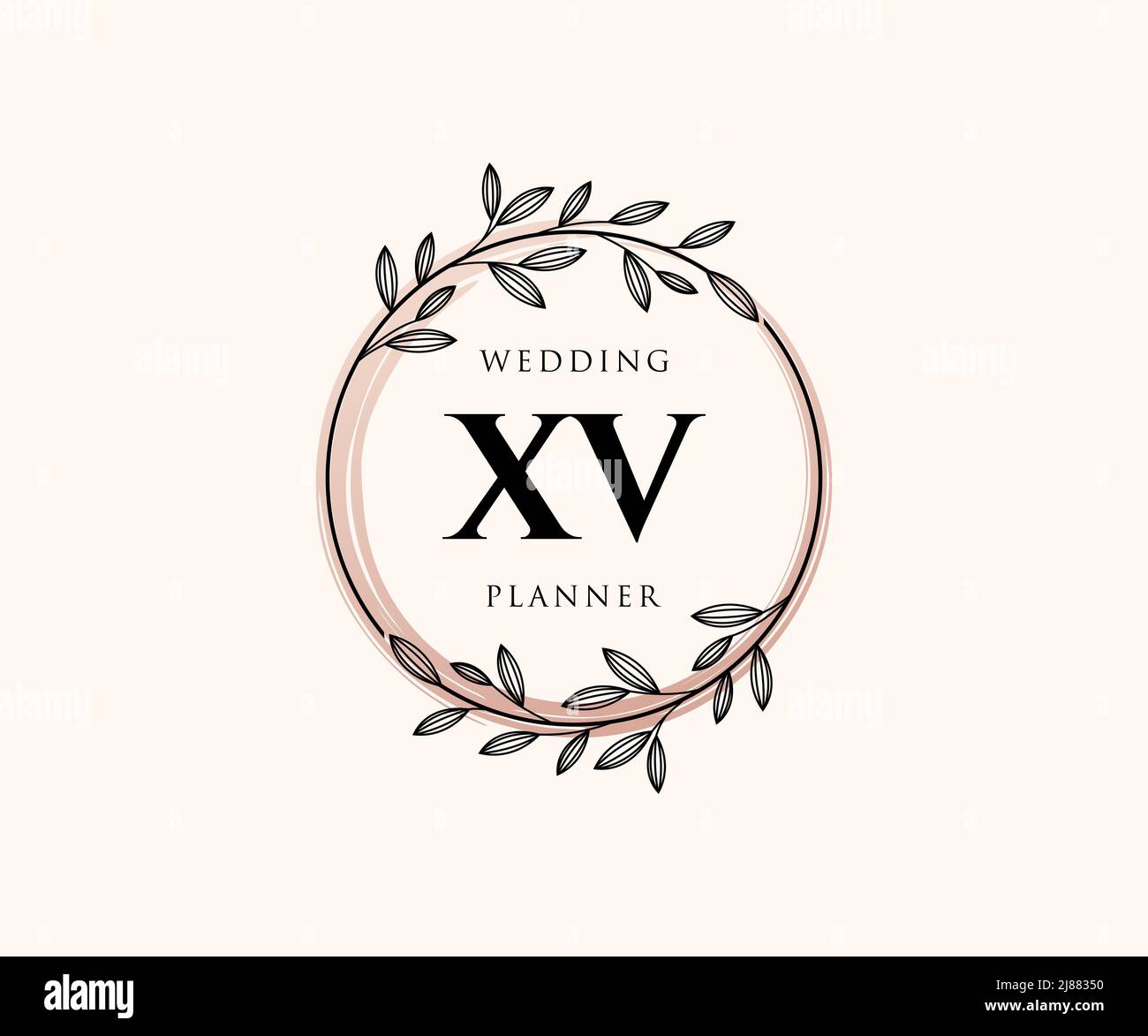 XV Initials letter Wedding monogram logos collection, hand drawn modern ...